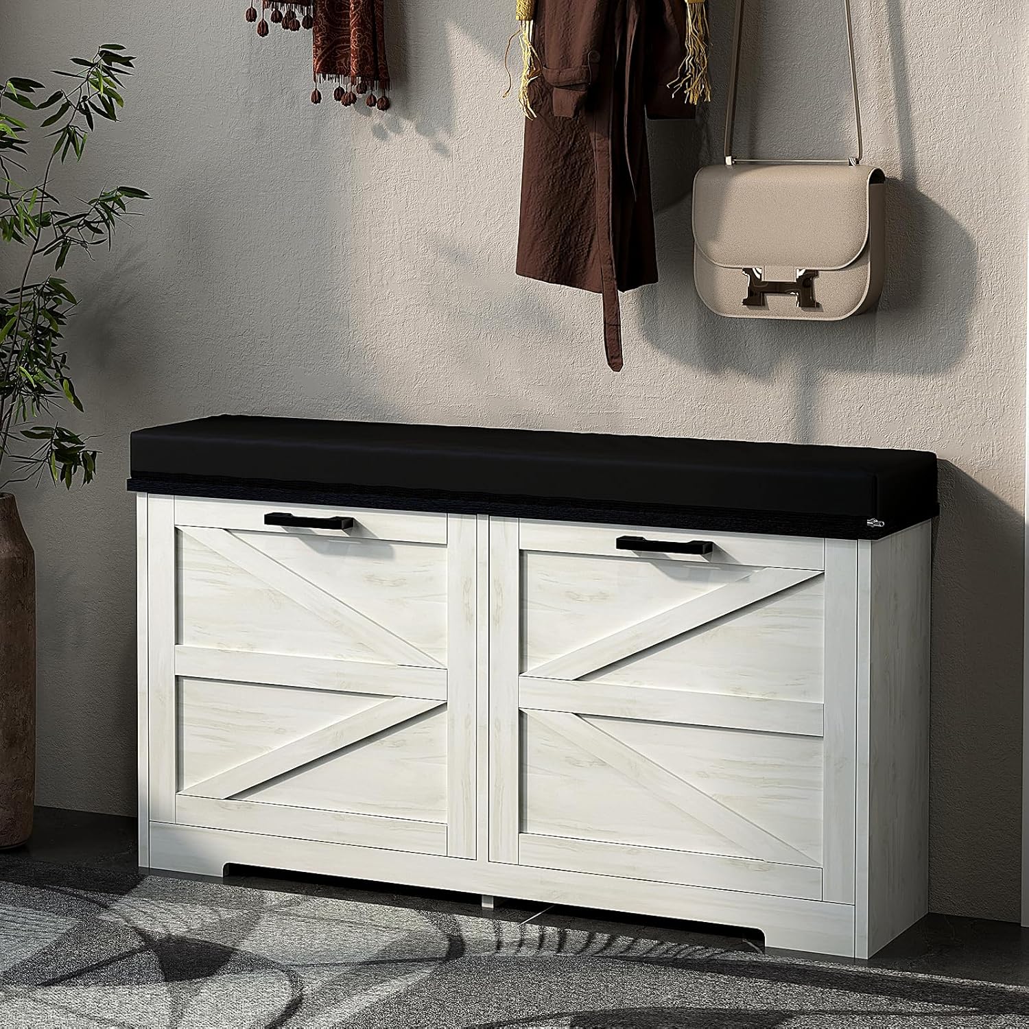 gfbd Shoe Bench Entryway Storage Bench with Seat Farmhouse Shoe Bench ...