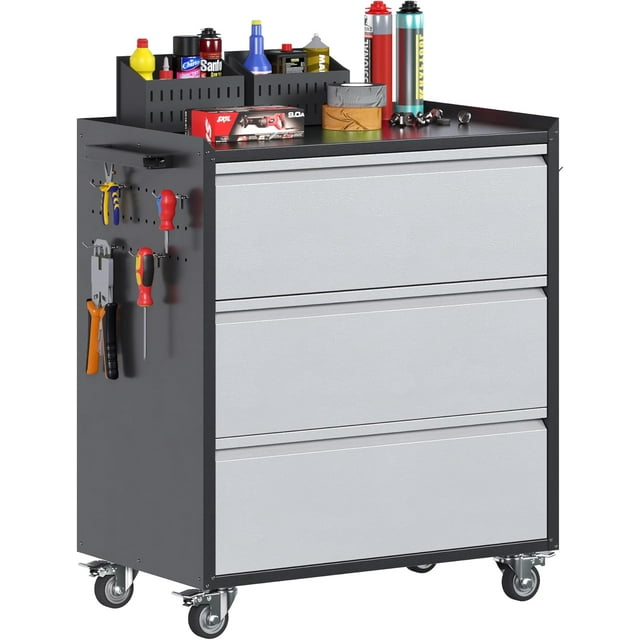 gfbd Tool Garage Storage Cabinet with Wheels Metal Storage Cabinet with ...