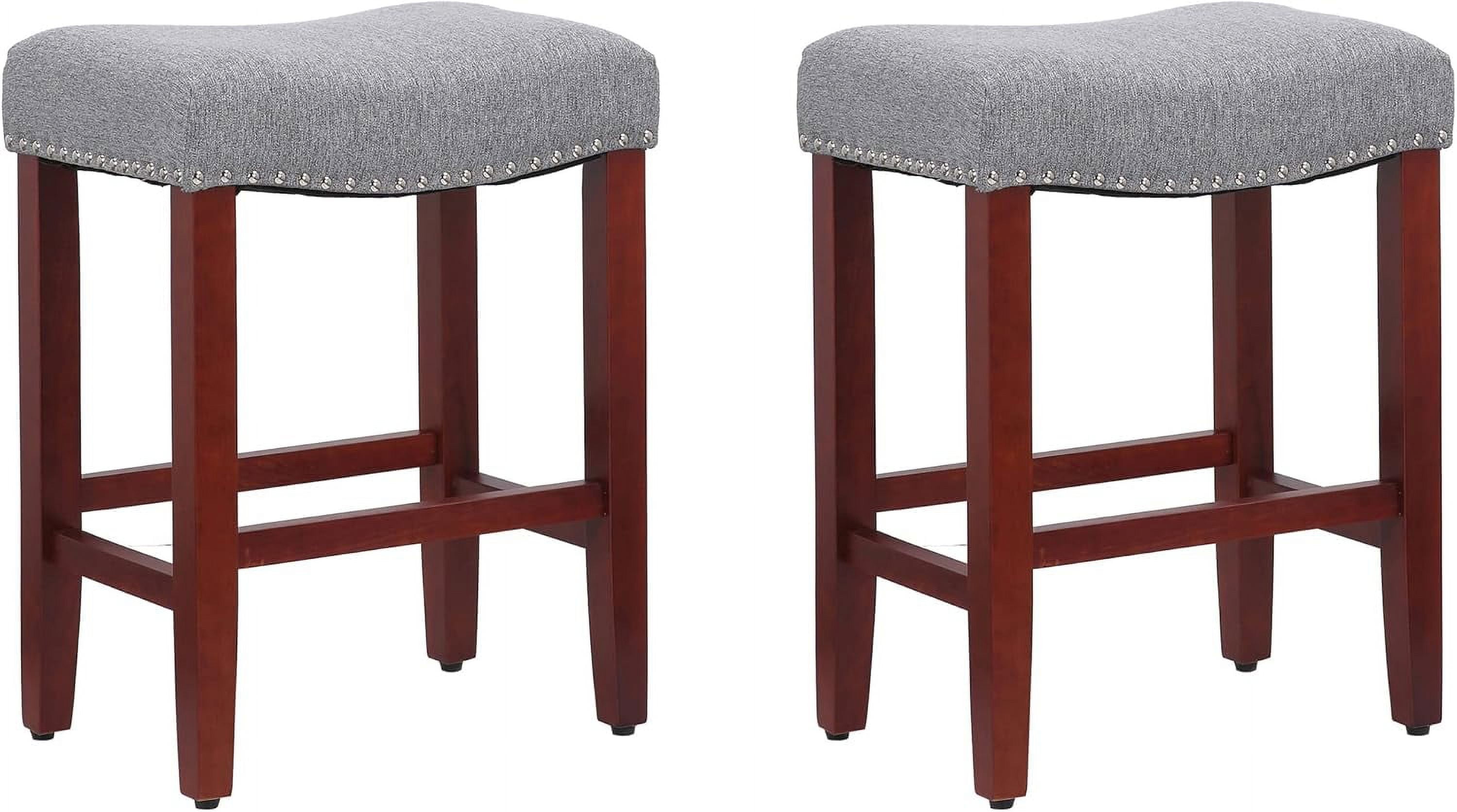 gfbd WO Upholstered Counter Stool 24" in 2 PCS Set Backless Saddle Seat Sitting Bar Stool w ...