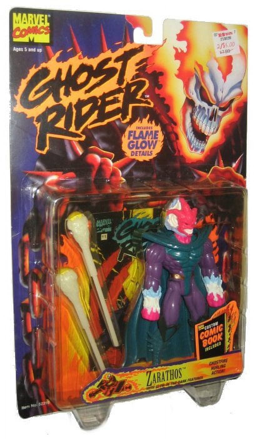 ghost rider zarathos toybiz action figure w/ flame glow & comic book ...