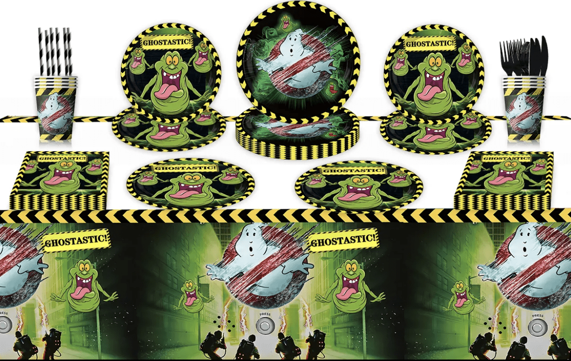 ghostbuster kit party decorations , plates, tablecloth, cups, happy ...