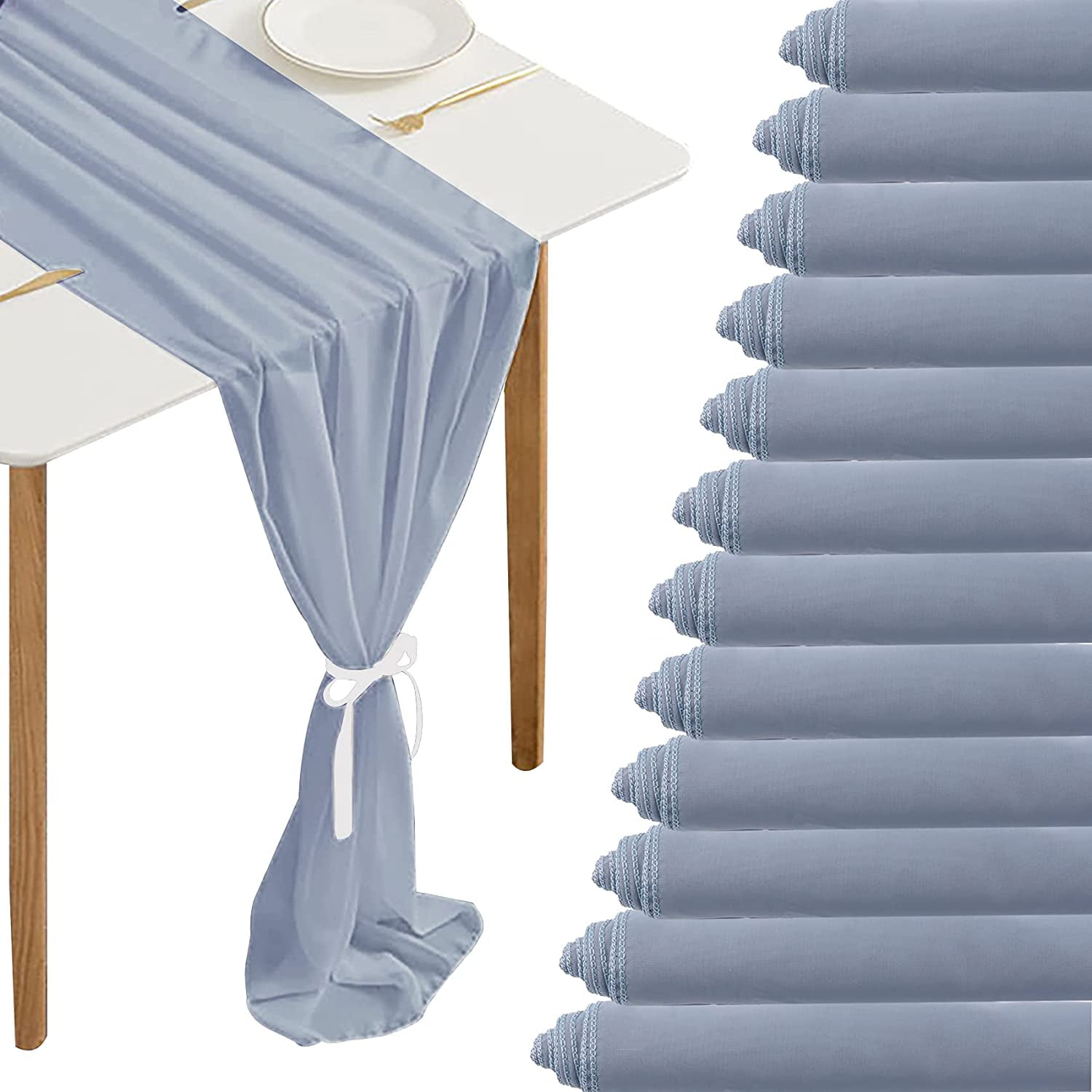 ghtuqweom 12 Pack Chiffon Table Runner - 27 x 120 Inches Sheer Romantic ...