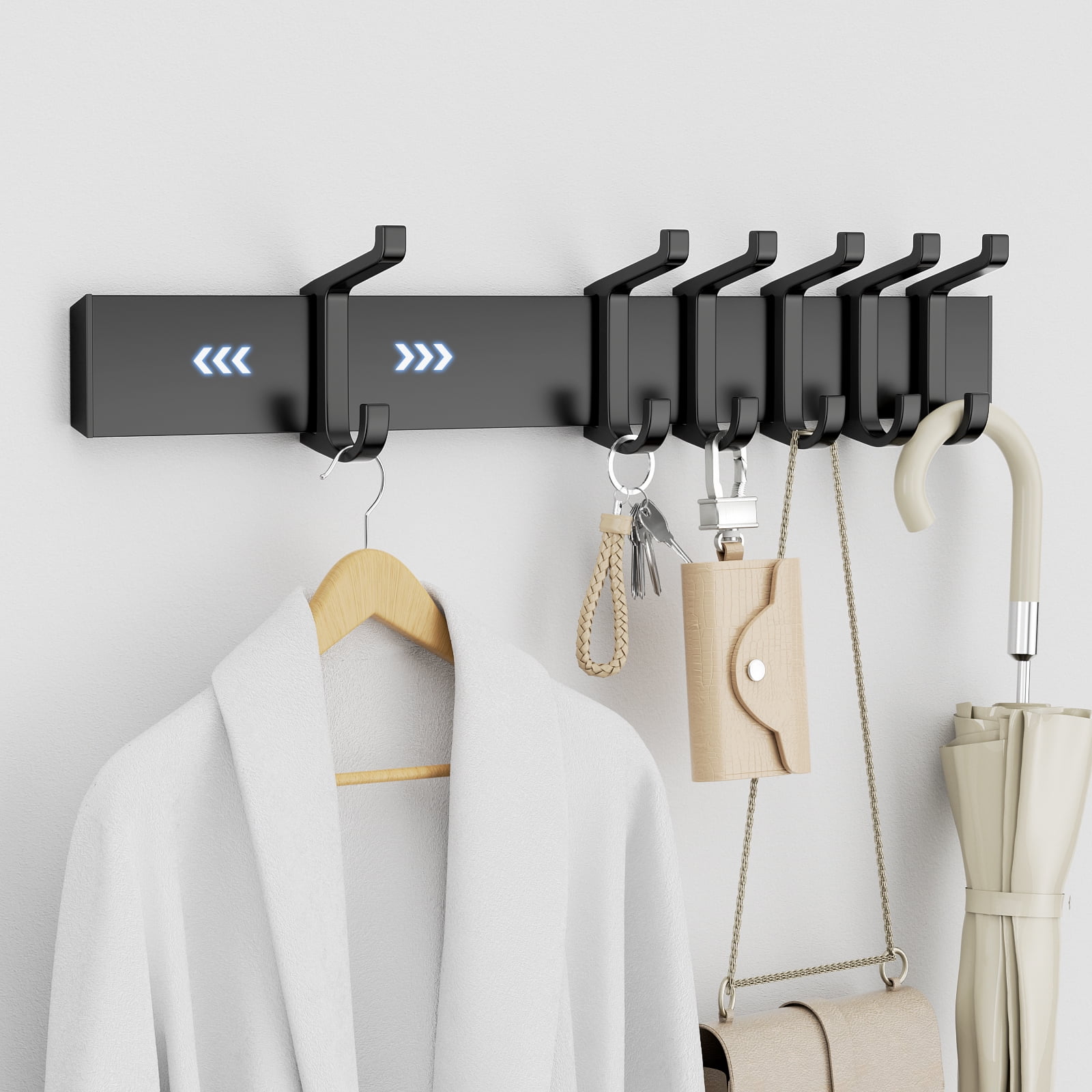 Peg Heavy Duty Adjustable Wall Hook Coat Rack: 1 Pack Black Hanging ...