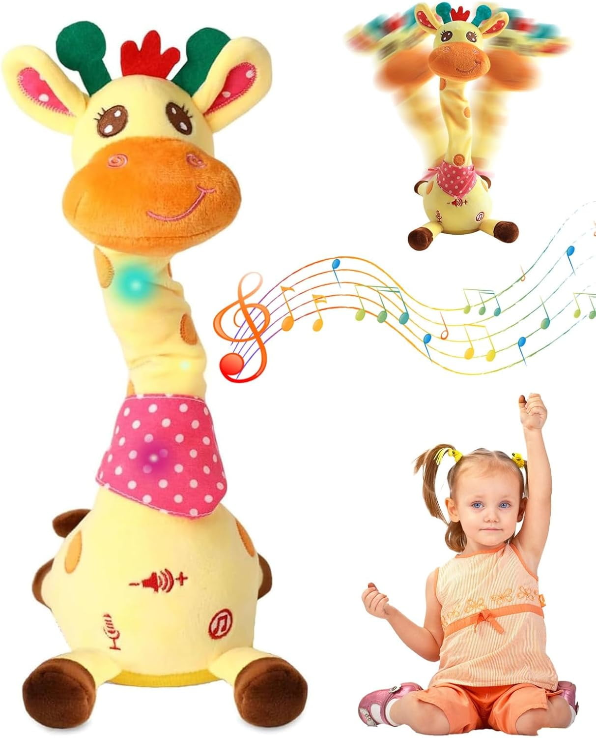 gifskiu Dancing Talking Giraffe Toy, Talking Giraffe Baby Toy Singing ...
