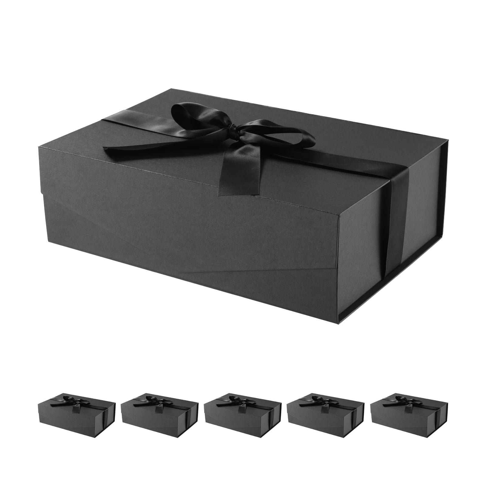 JINMING 6 Count Gift box with Ribbon, 13.5x9x4.1 inch, Black Magentic ...