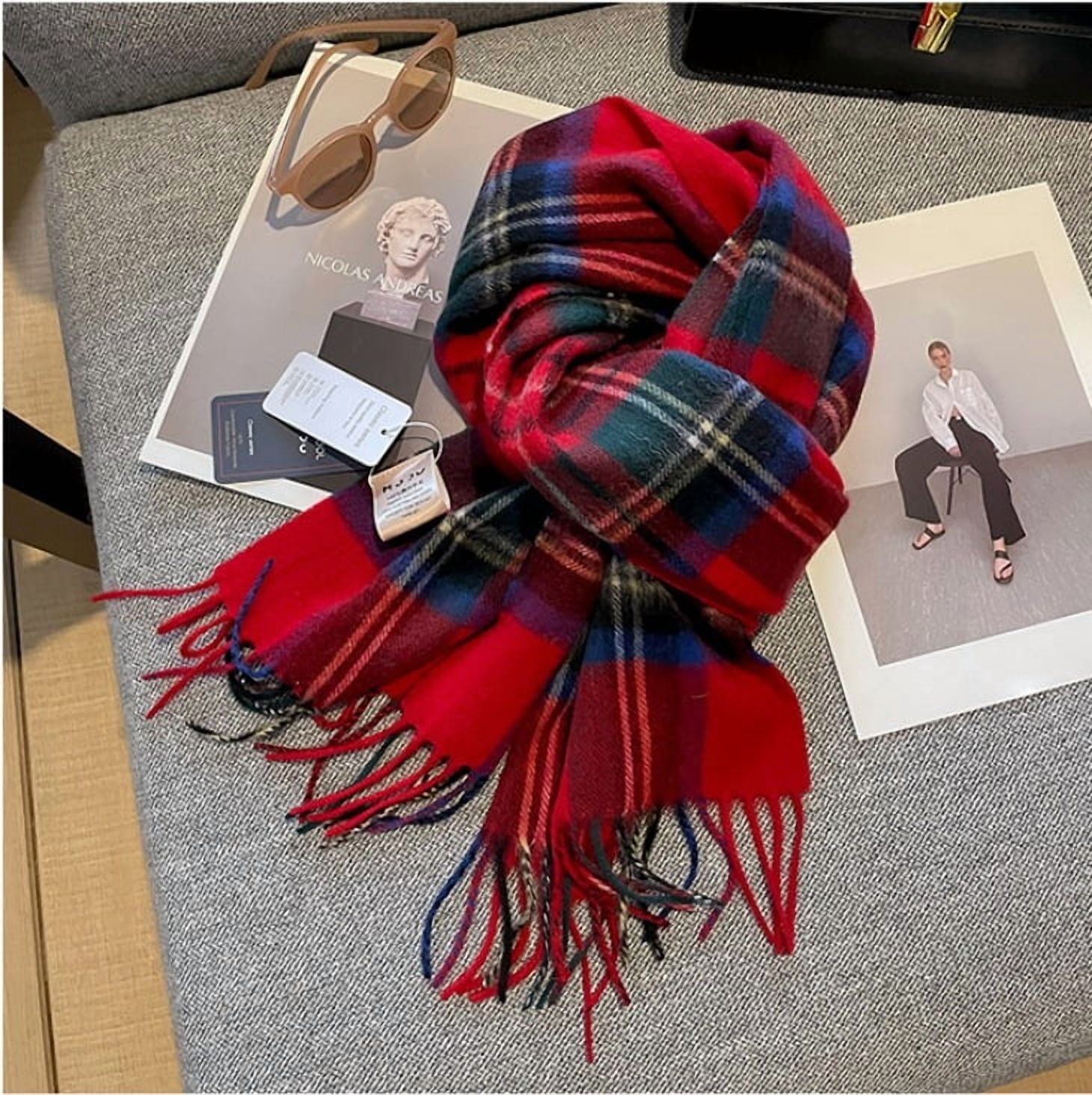 gifts for her 100% Australian pure wool plaid scarf for winter warmth ...