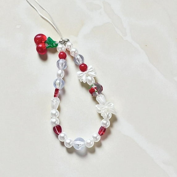 gifts for women-Cherry Cream Bow Phone Lanyard Retro CCD Camera ...