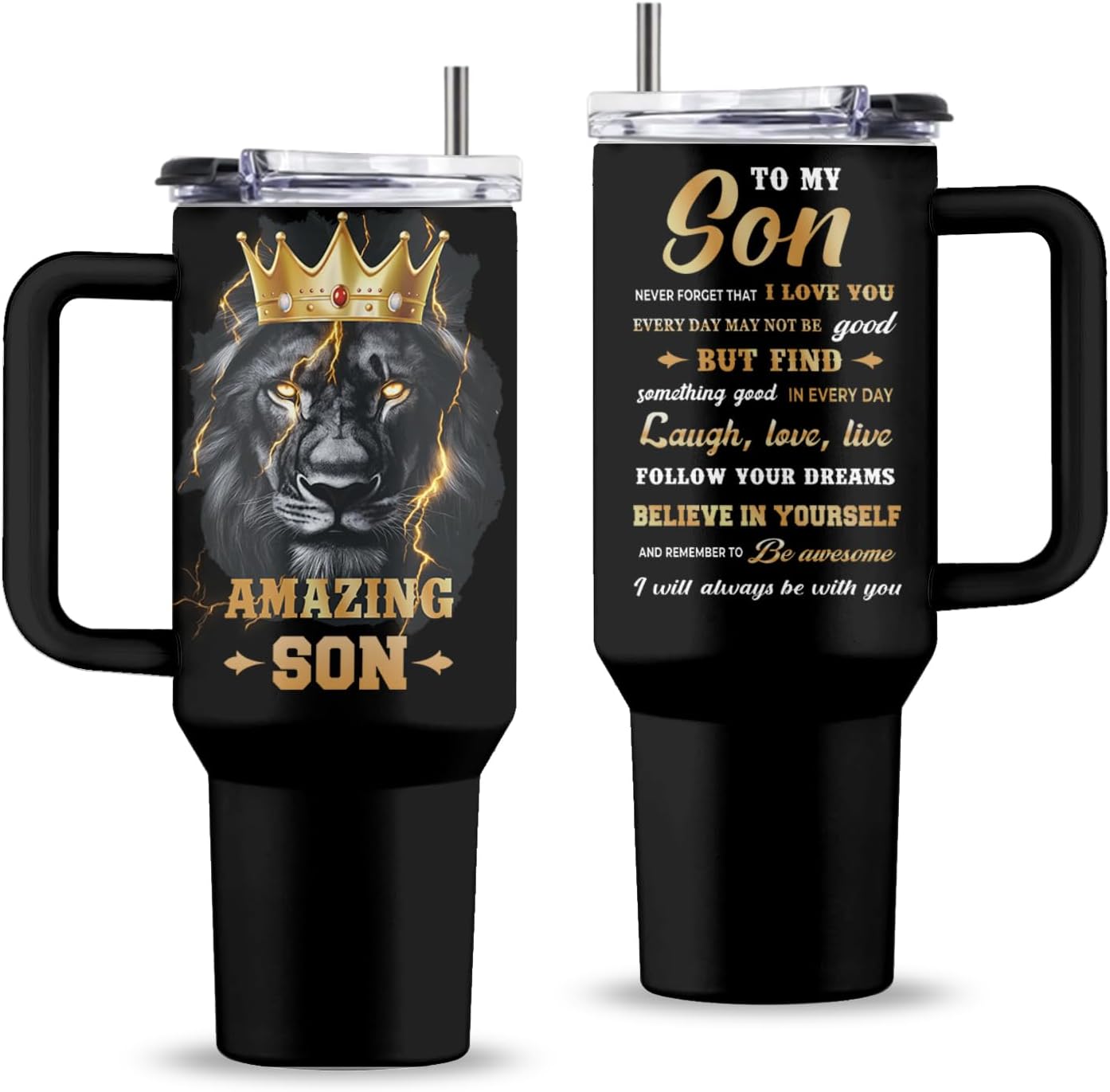 gifts for son, 40 oz son tumbler with handle & straw, to my son ...