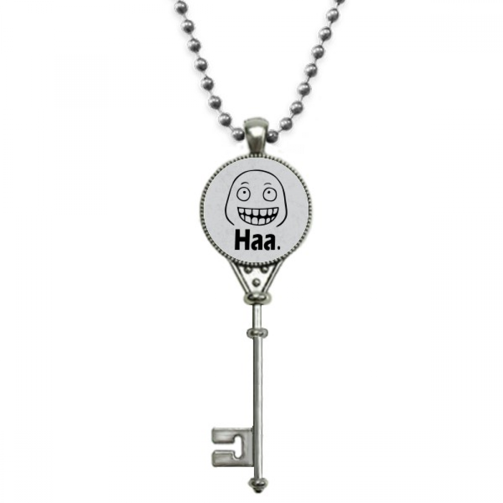 giggle haha happy chat fcartoon pendant vintage necklsilver key jewelry ...
