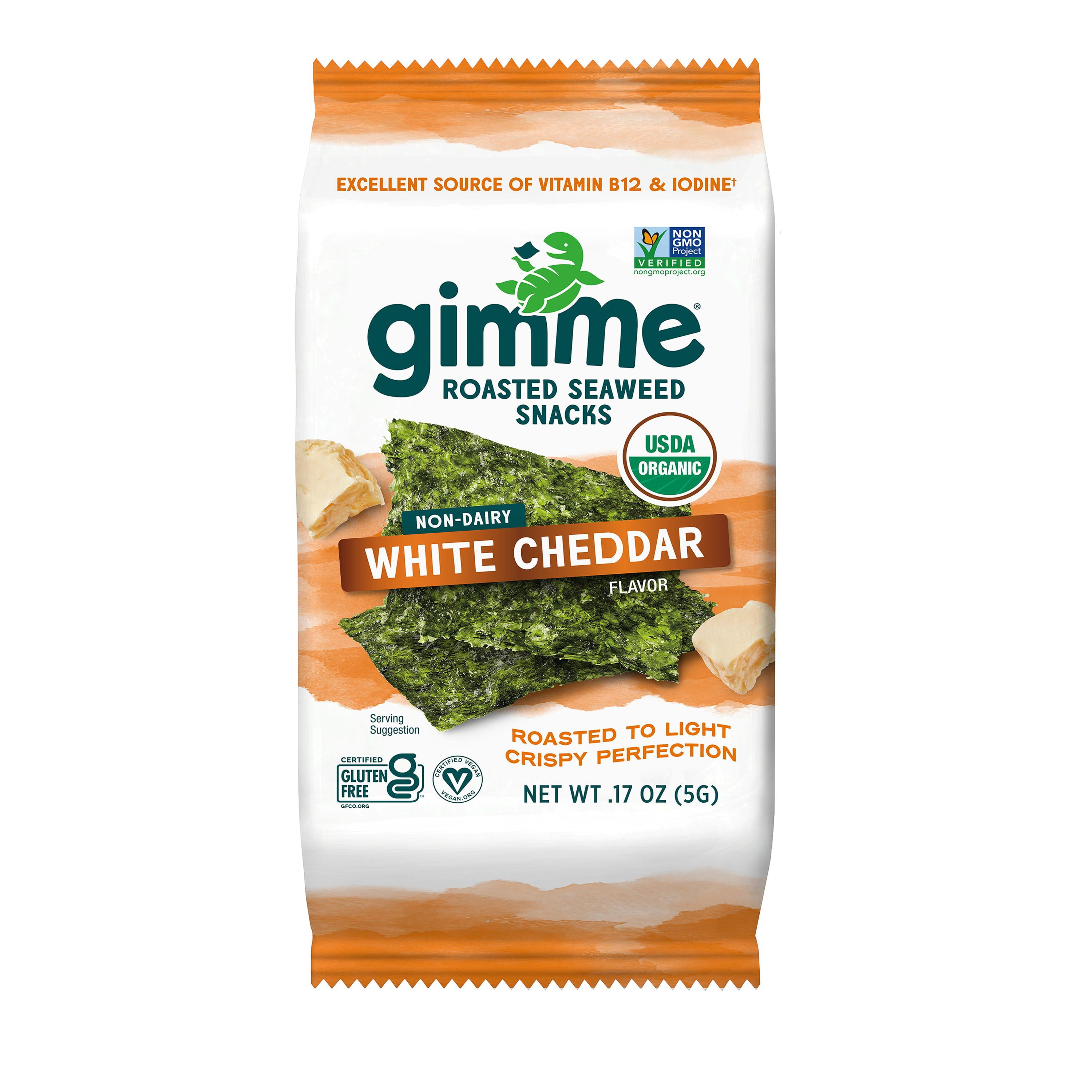 gimme Seaweed Organic Premium Roasted Seaweed White Cheddar .35oz ...