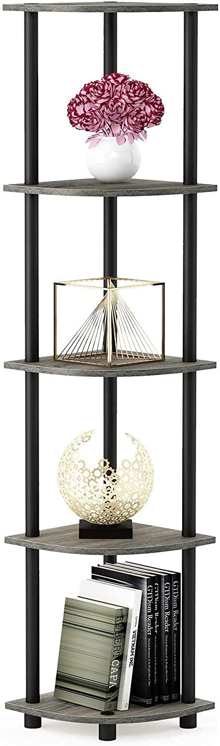 ginoya brothers Corner Shelf 5 Tier Wall Corner Bookshelf with Metal ...
