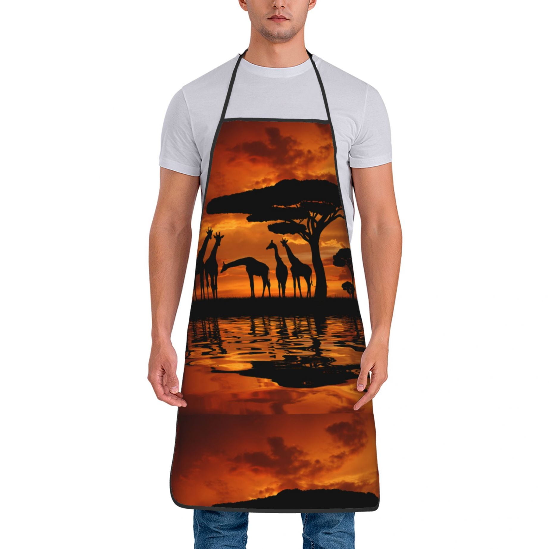 giraffe Aprons for Women Men Waterproof Apron Kitchen Chef Cooking BBQ ...