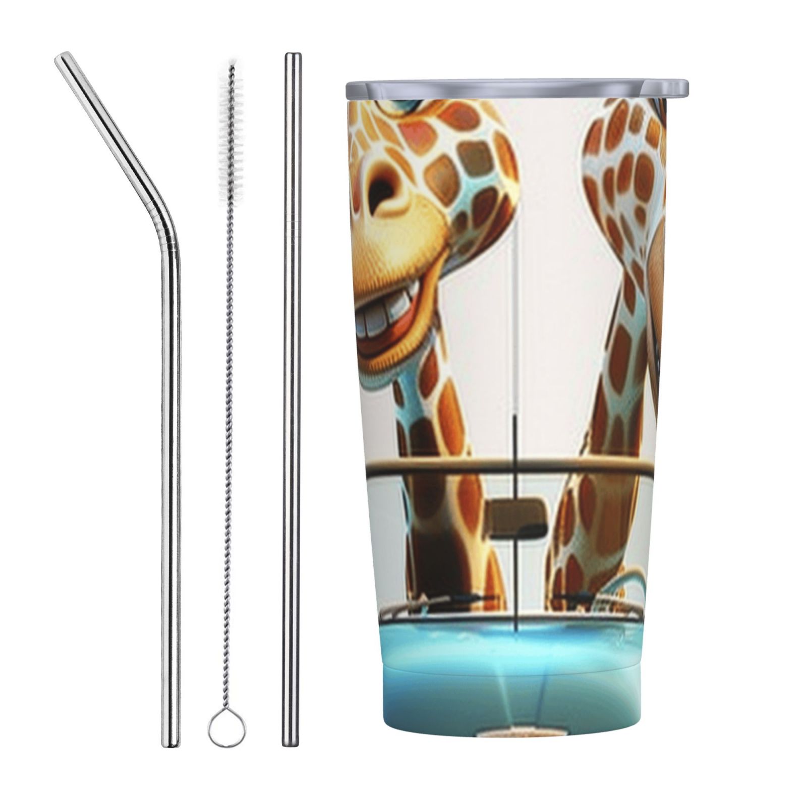 giraffe in the car cup, 20 ounce car cup, stainless steel insulated ...