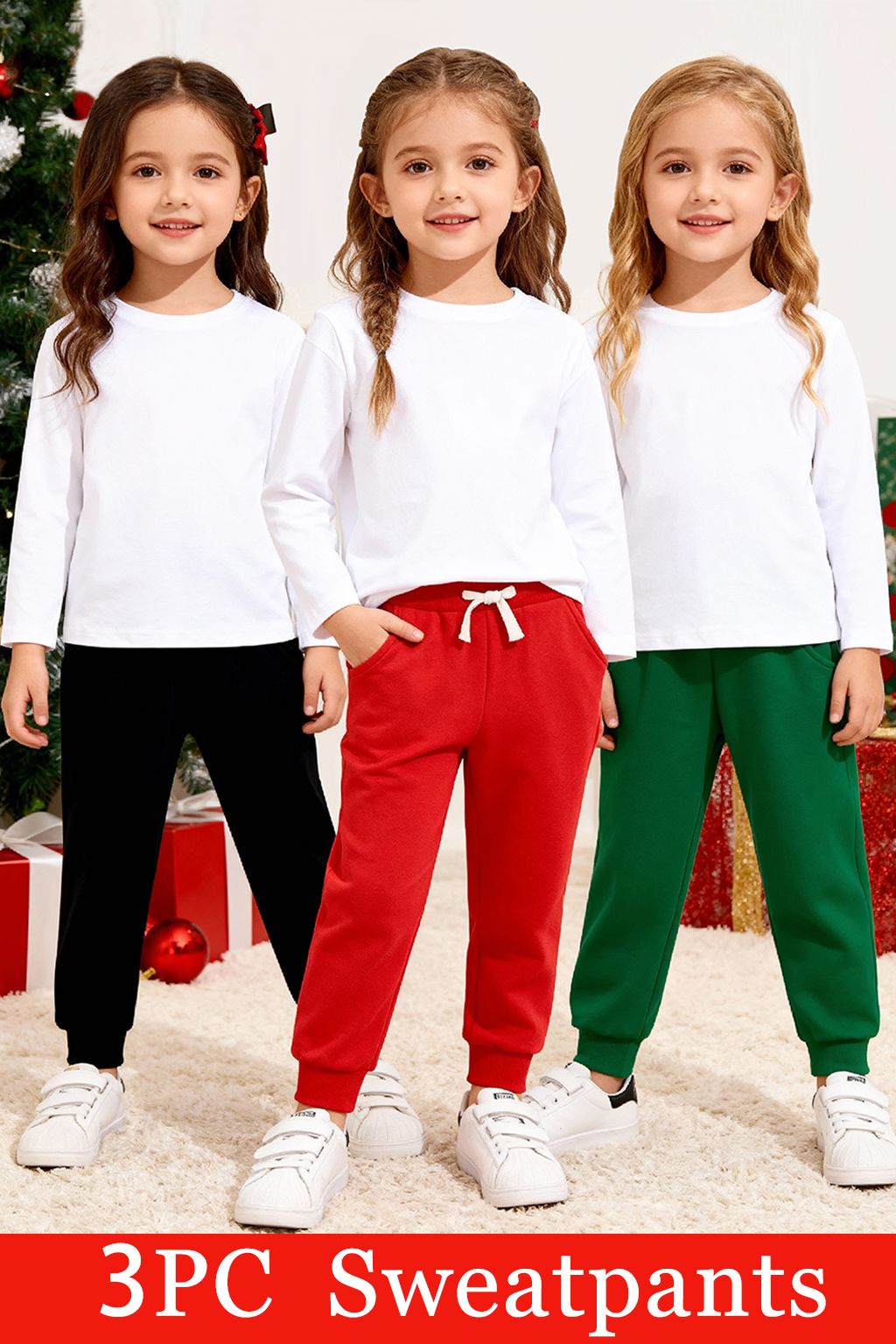 HILEELANG Toddler Girls' Jogger Pants 3-Pack Pull on Cotton French ...