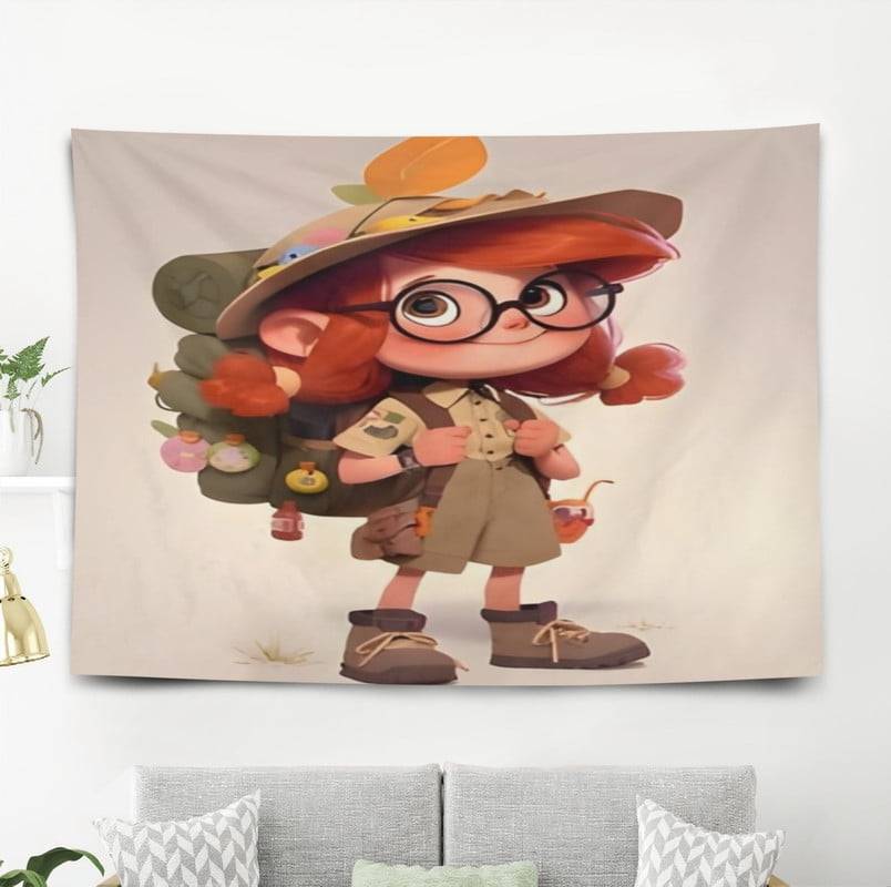 girl scout pattern wall hanging 50*60 inches high-quality peach skin ...
