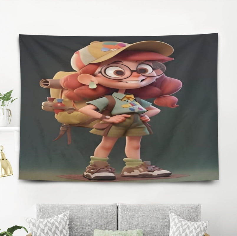 girl scout pattern wall hanging 50*60 inches high-quality peach skin ...