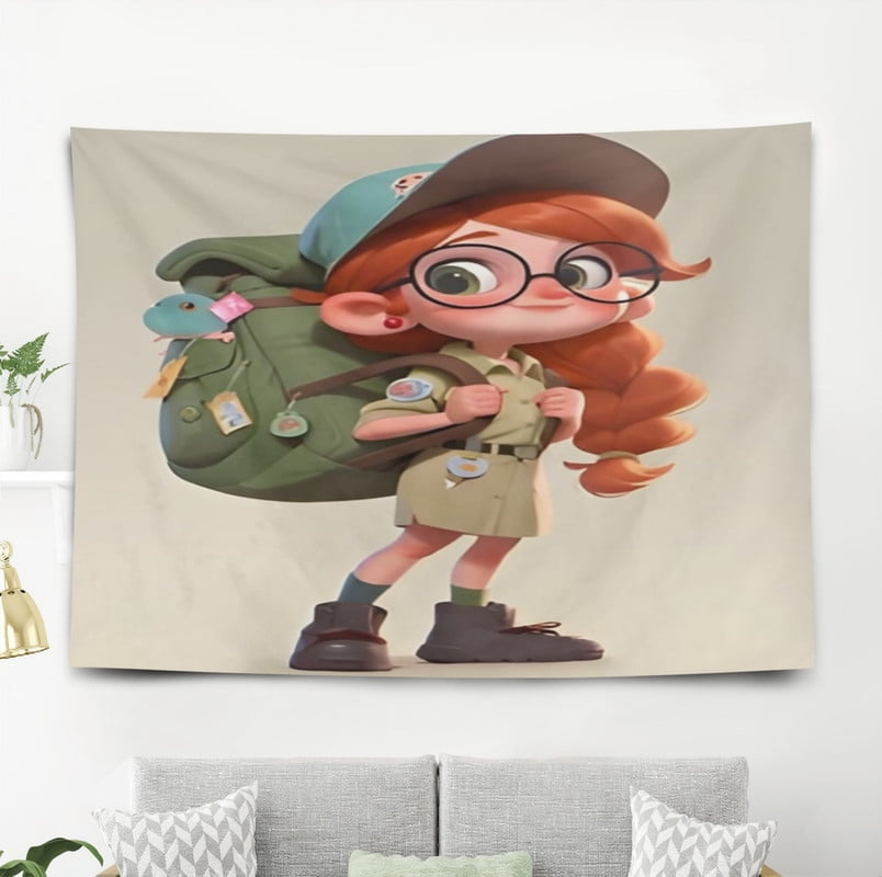 girl scout pattern wall hanging 50*60 inches high-quality peach skin ...