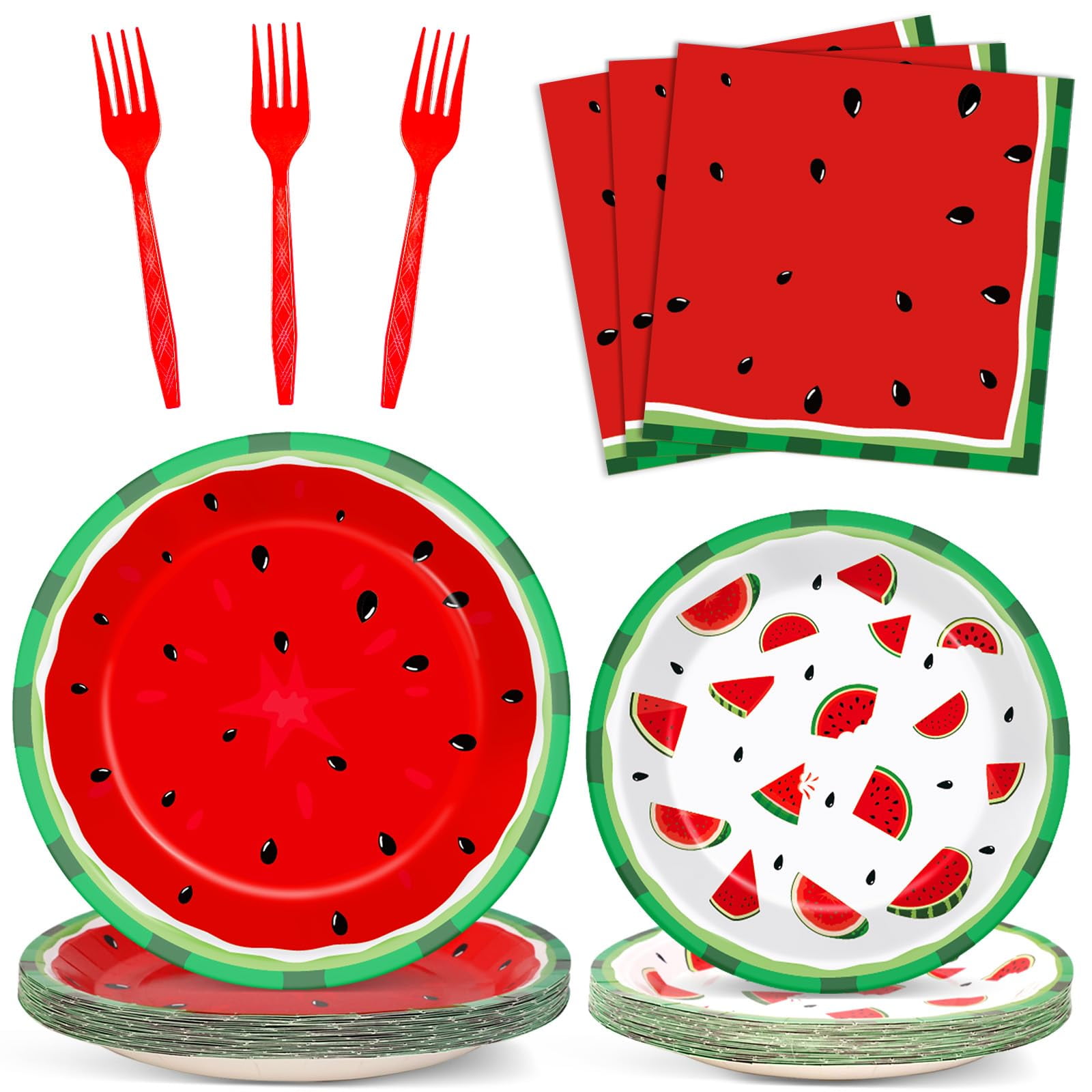 gisgfim 100 Pcs AJH3 Party Supplies Watermelon Plates and Napkins ...