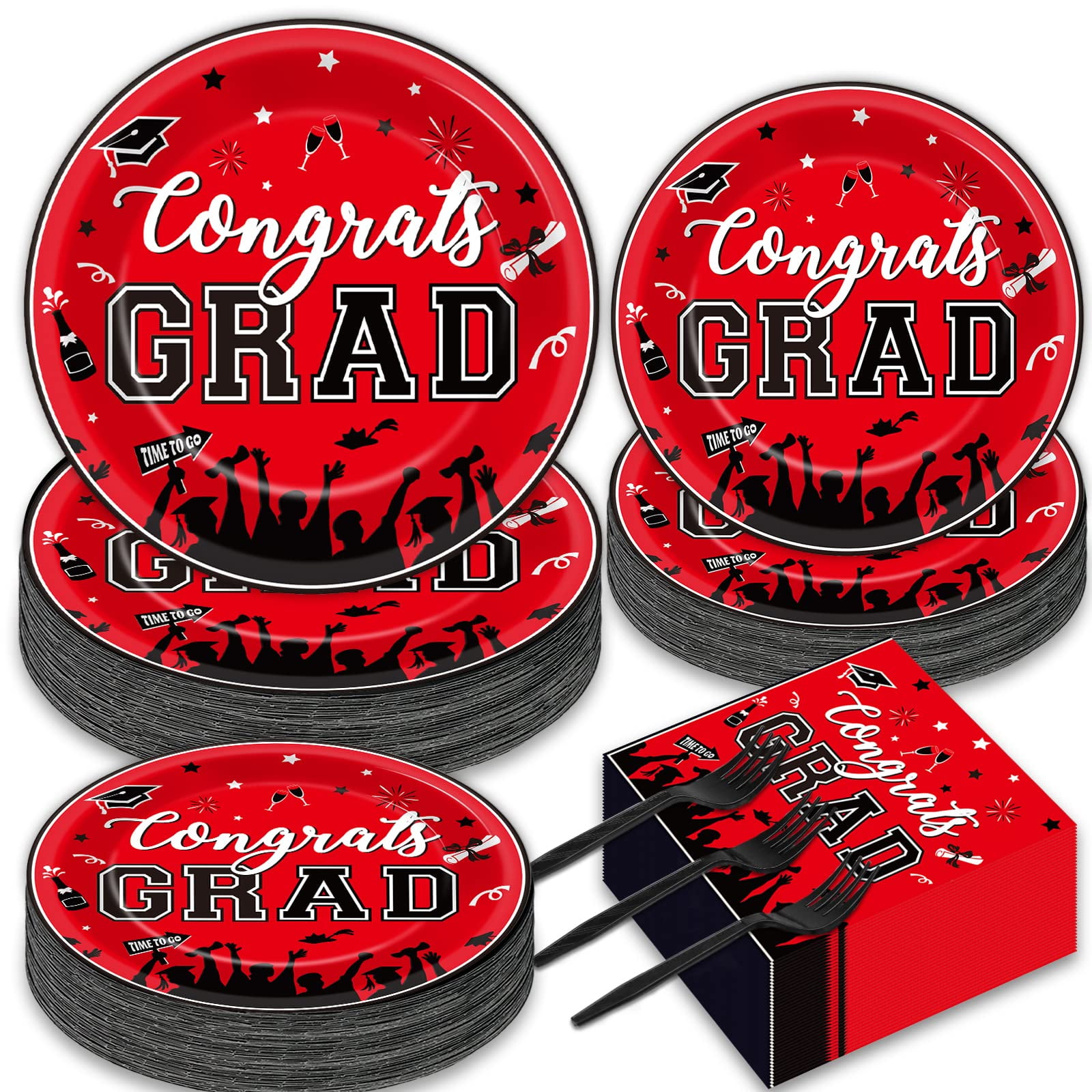 gisgfim 50 Guests Graduation MMF7 Party Plates Napkins Red 2025 ...