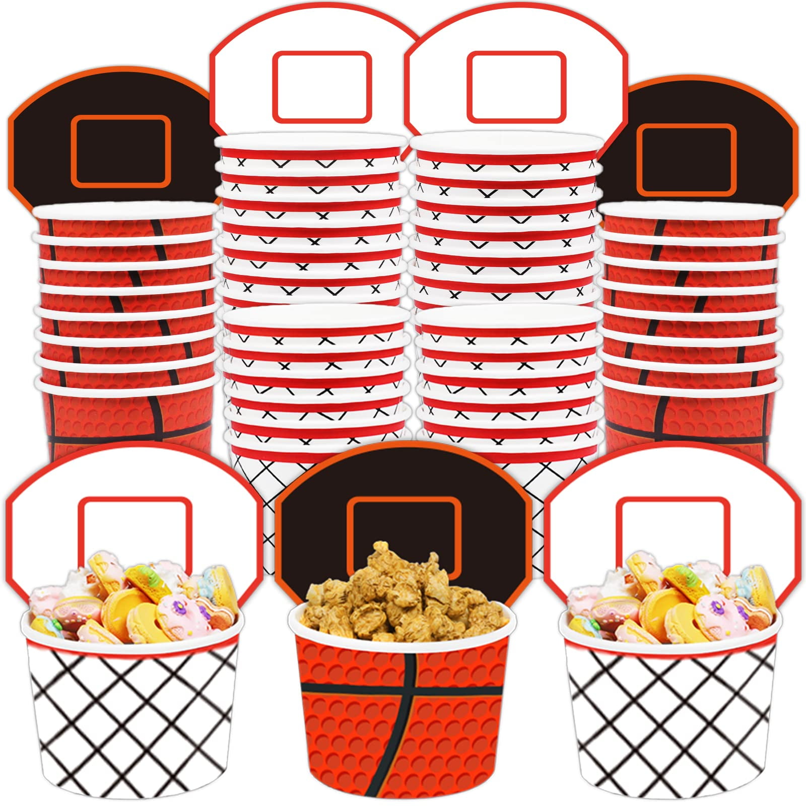 gisgfim Basketball Style Paper Snack Bowls, AFN19 oz, Disposable, Set ...