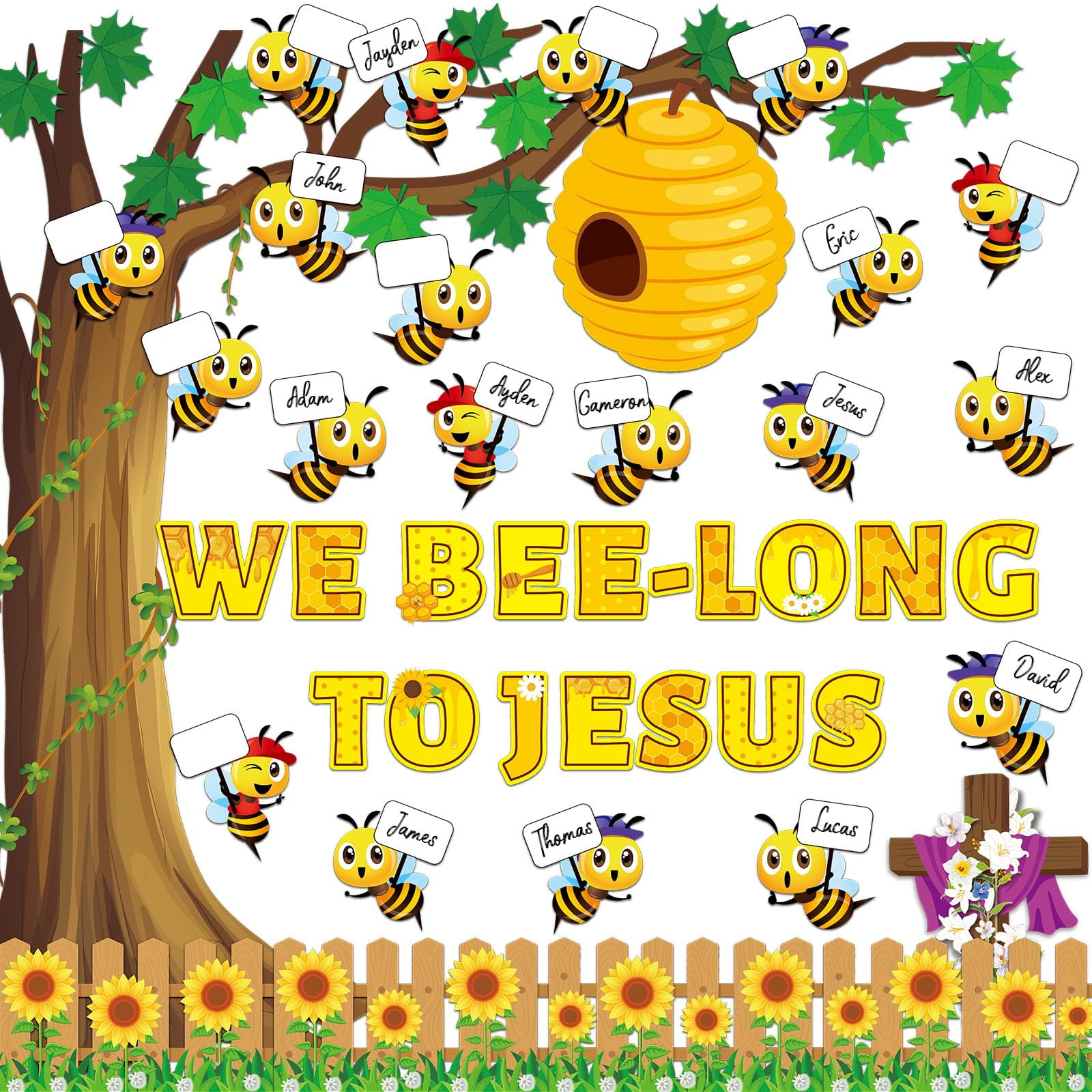 gisgfim Bee Bulletin Board Decoration Set Bee Jesus Religious Borders ...