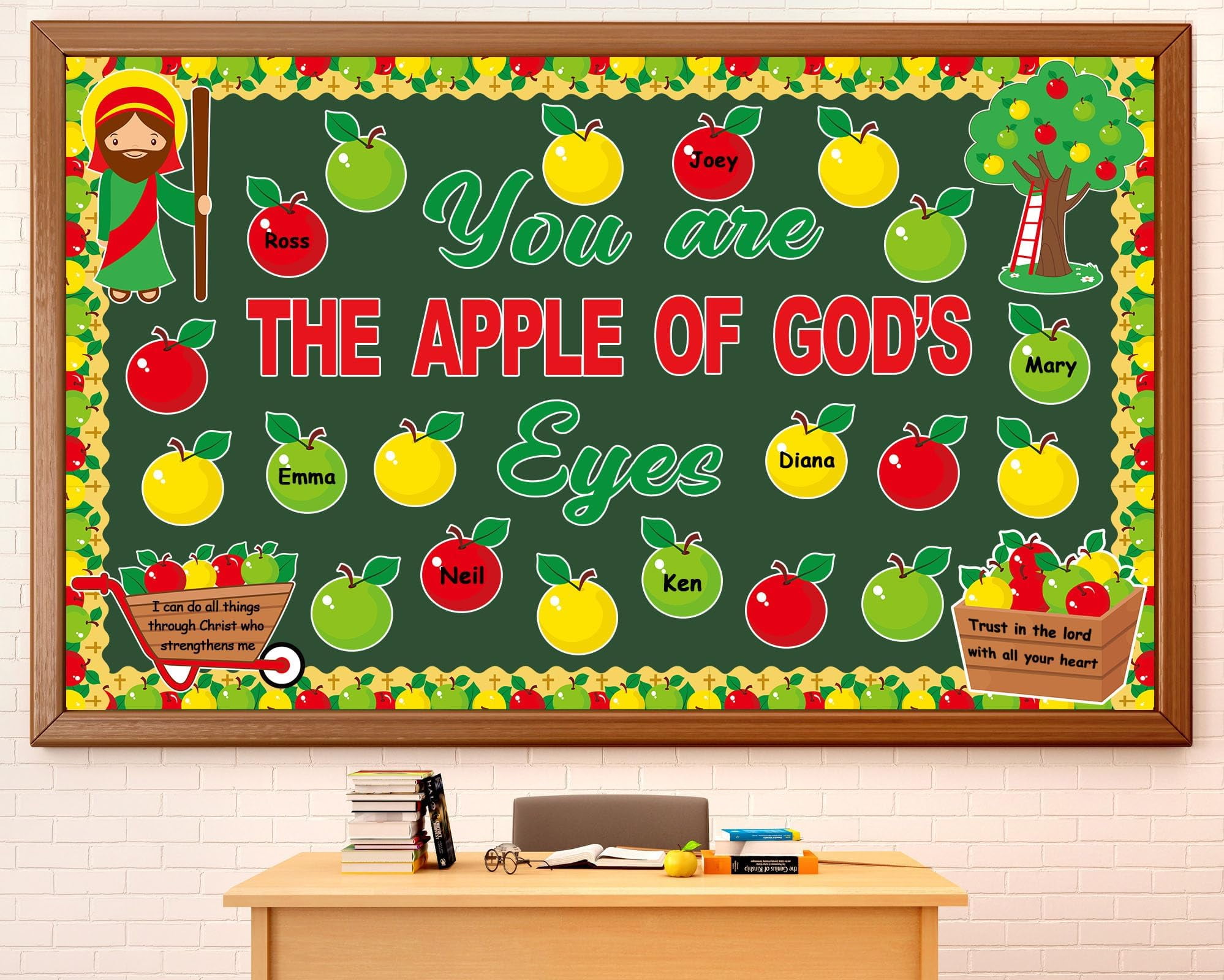 gisgfim Christian Jesus Bulletin Board Decoration Set Religious Apple ...