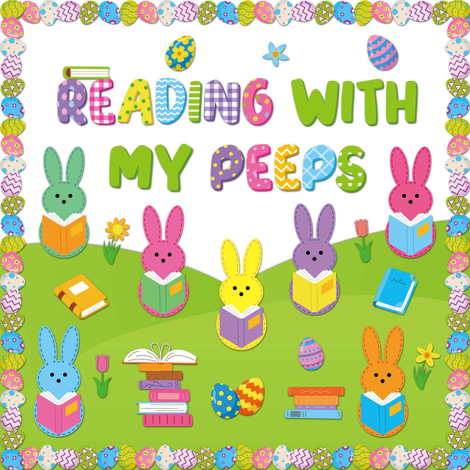 gisgfim Easter Reading Bulletin Board Decoration Set Spring Easter ...