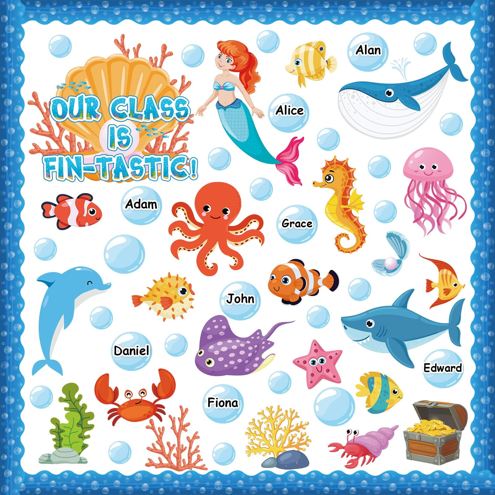 gisgfim Under The Sea Bulletin Board Decoration Set Classroom Sea ...