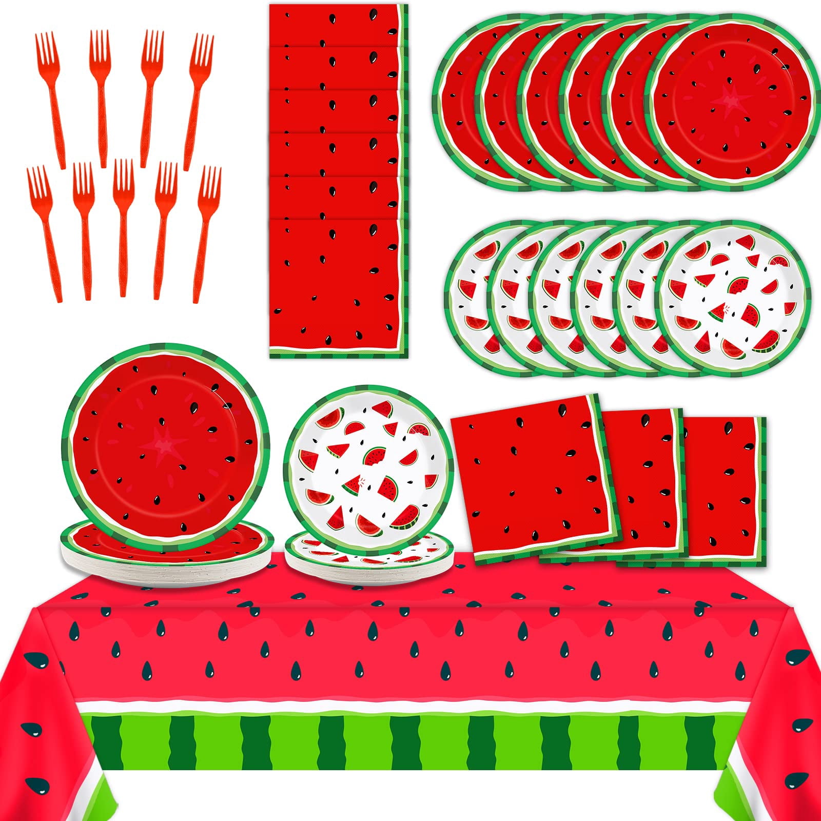 gisgfim Watermelon Party Supplies Tableware Set for 24 Guests Baby ...