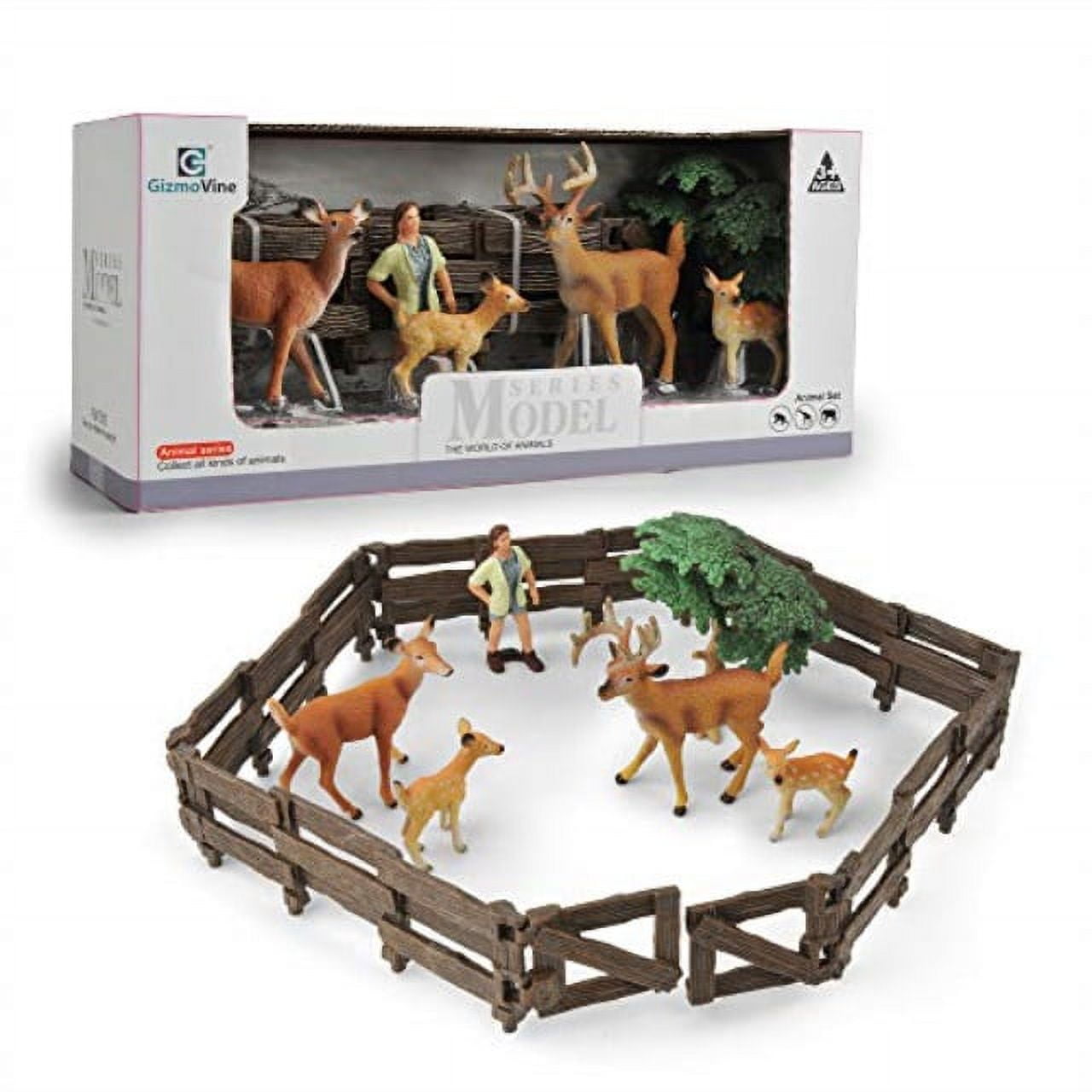 Gizmovine White Tailed Deer Farm Animal Toys Figurines, Educational ...