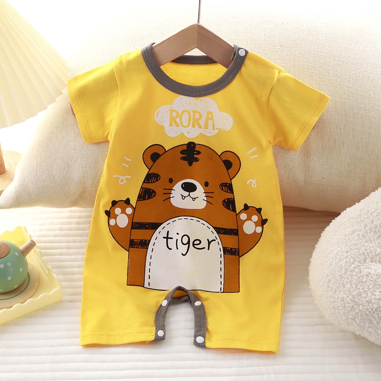 gjutow Newborn Baby Summer Clothes Cute Print Short Sleeve Onesie ...
