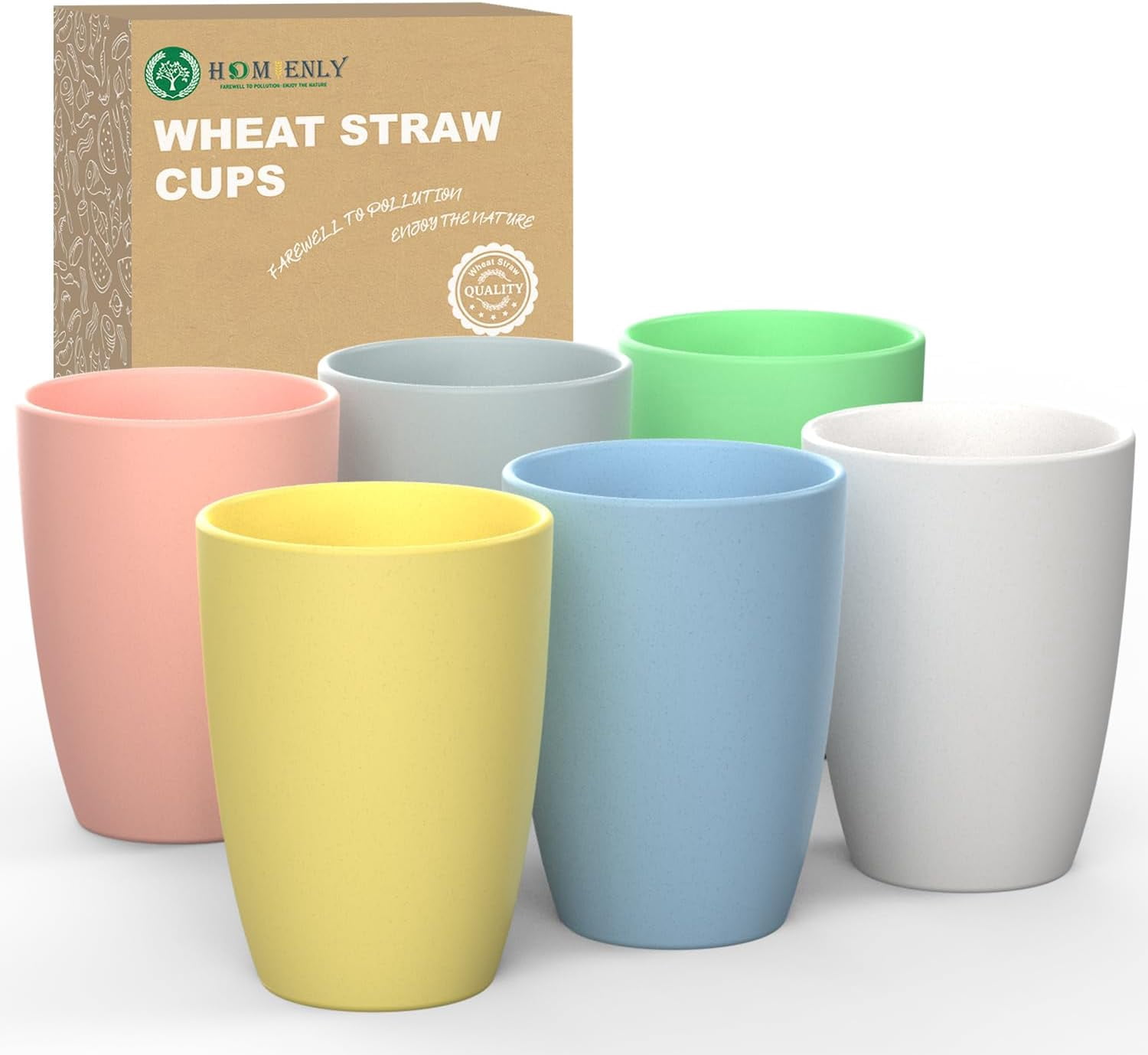 **glasses drinking set wheat straw cups set of 6 reusable plastic cups ...