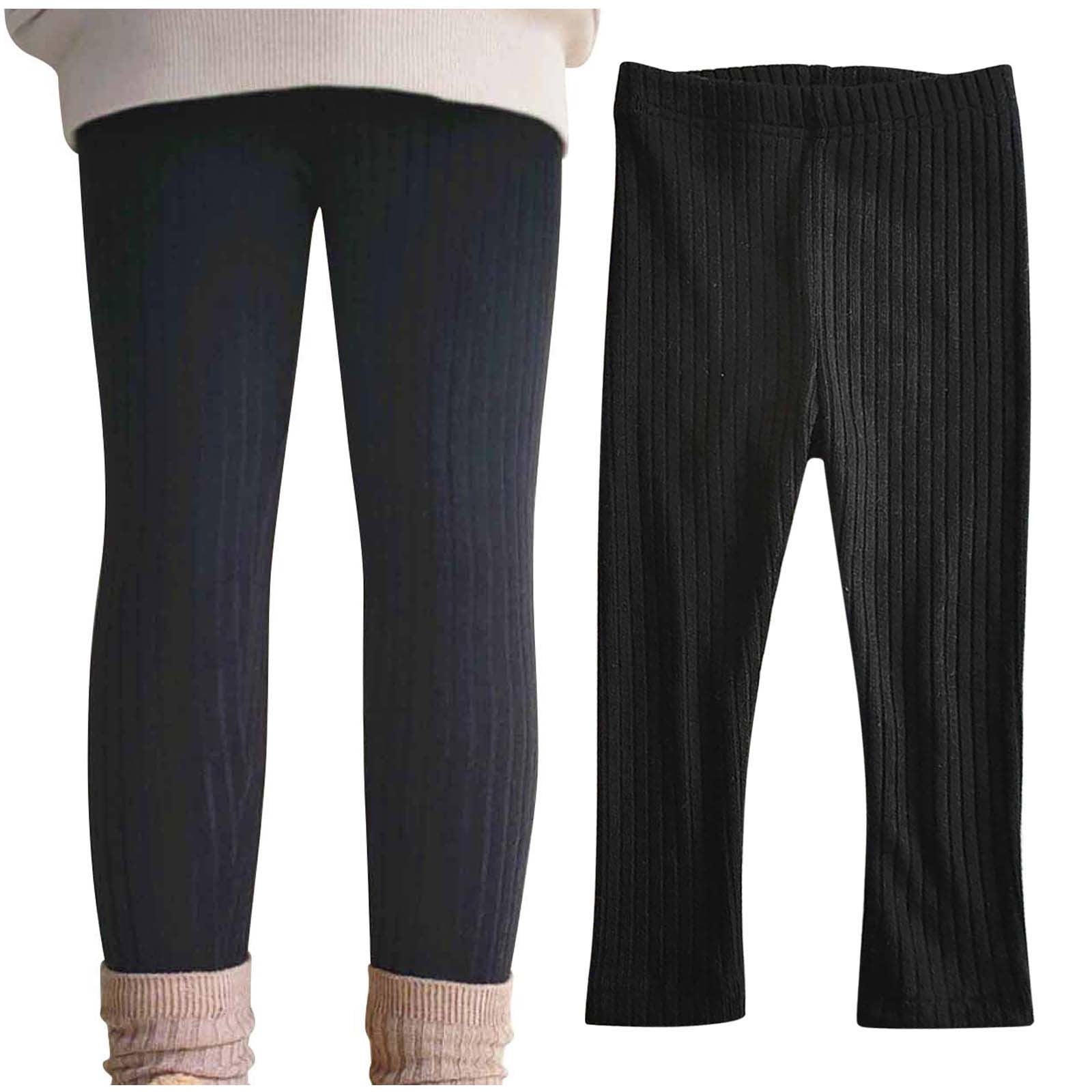 gljltg Kids Winter Warm Leggings Stretch Girls Faux Leather Fleece ...