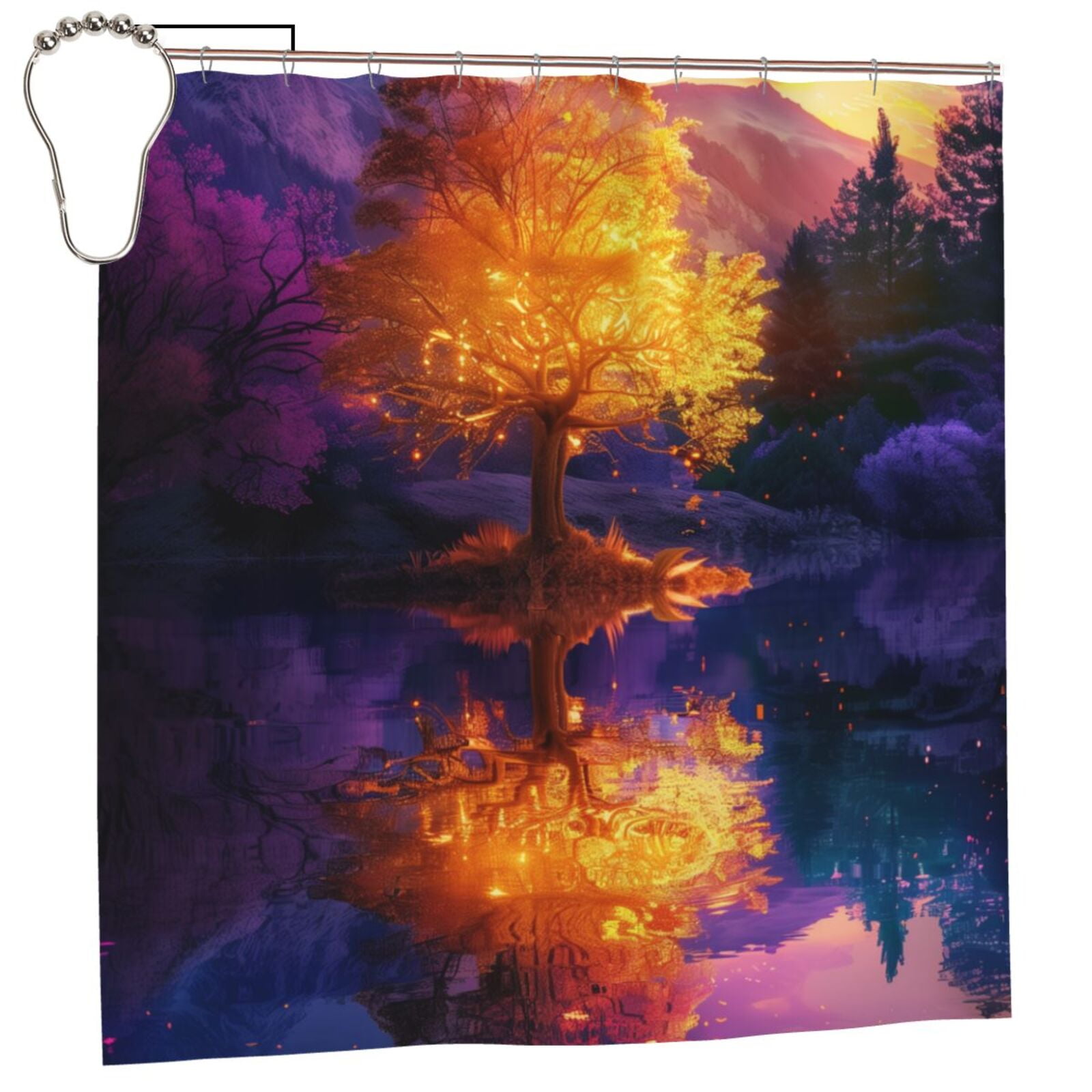 glow: reflection in nature Shower Curtain, Waterproof Shower Curtain ...