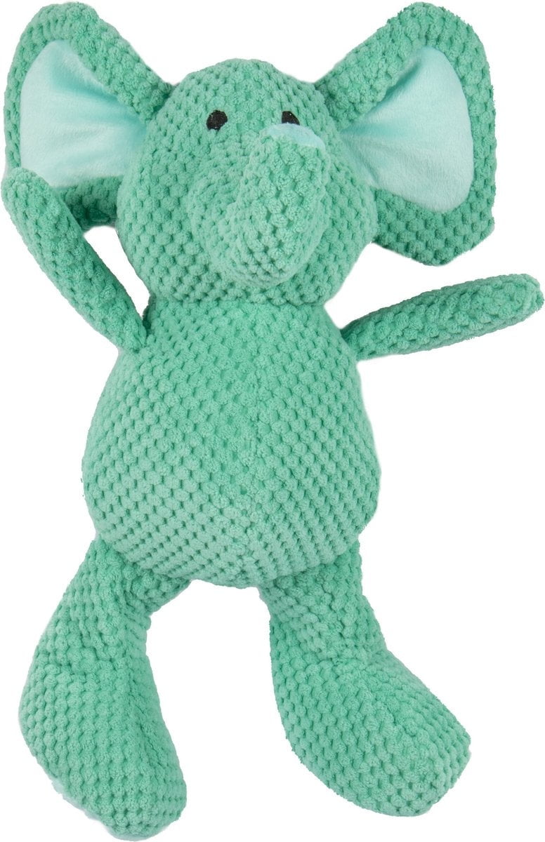 goDog Checkers Tough Elephant Squeaker Plush Dog Toy, Chew Guard ...
