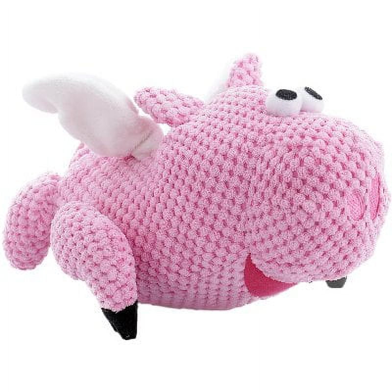goDog Checkers Flying Pig Chew Guard Dog Toy with Squeaker, Large, Pink ...