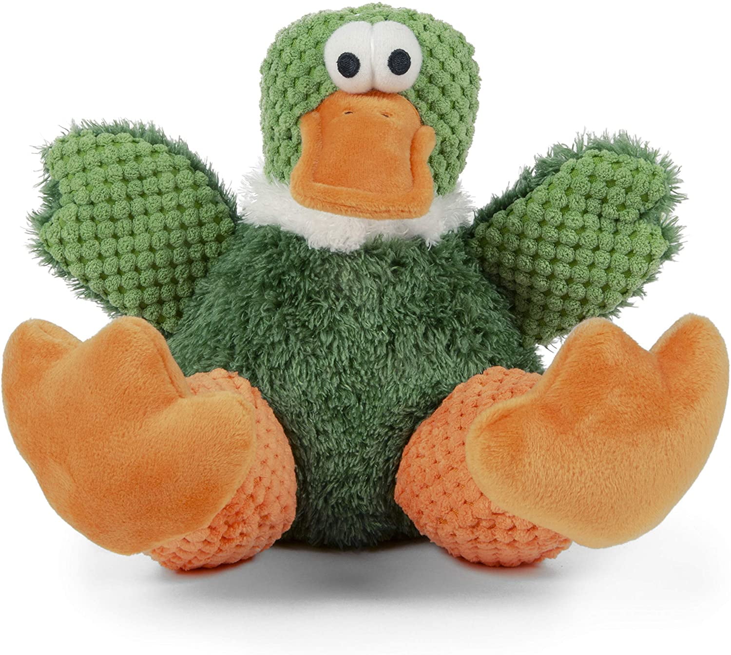 goDog Checkers Sitting Duck Squeaky Plush Dog Toy, Chew Guard ...