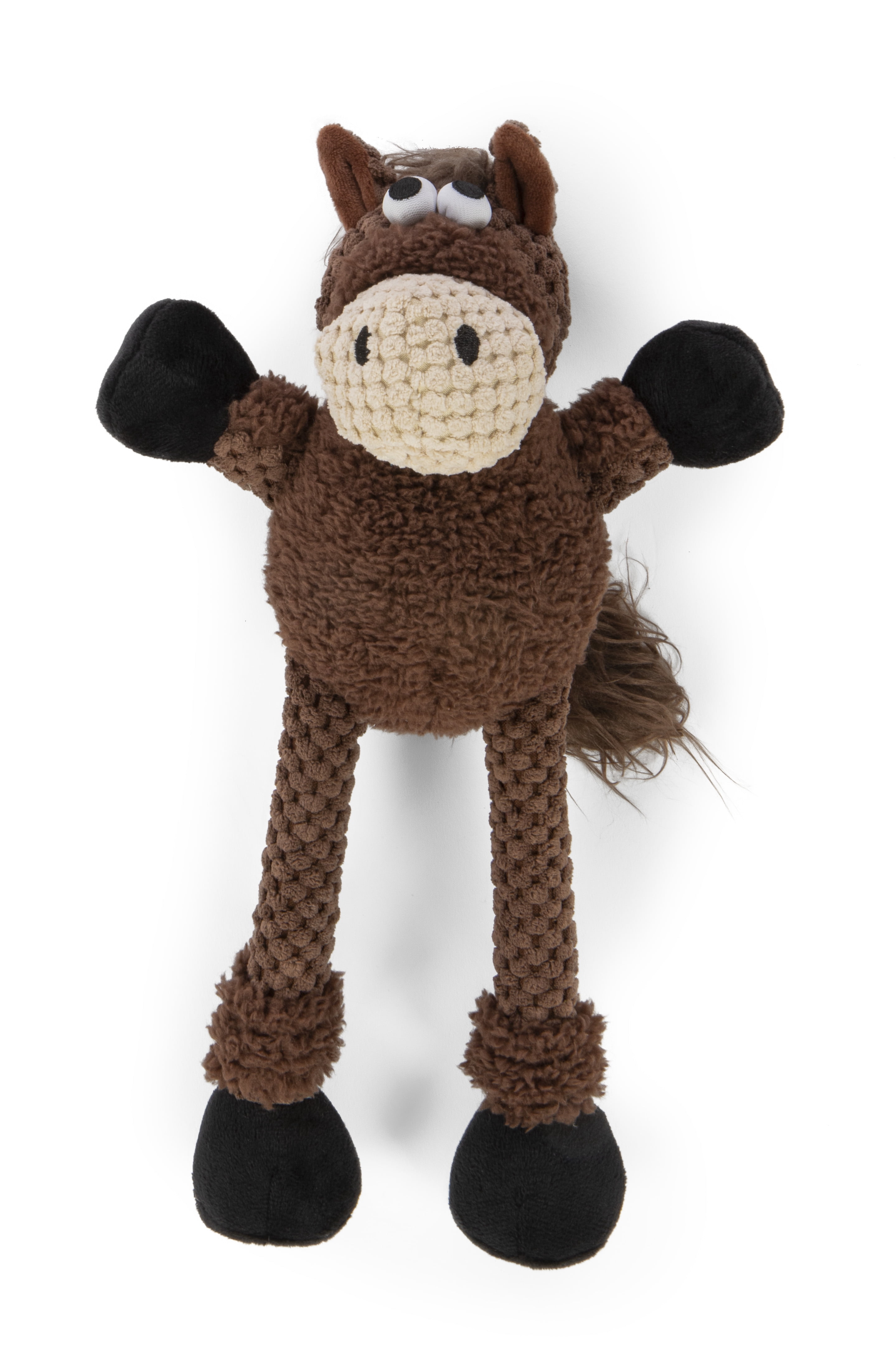 goDog Checkers Skinny Horse Squeaky Plush Dog Toy, Chew Guard ...