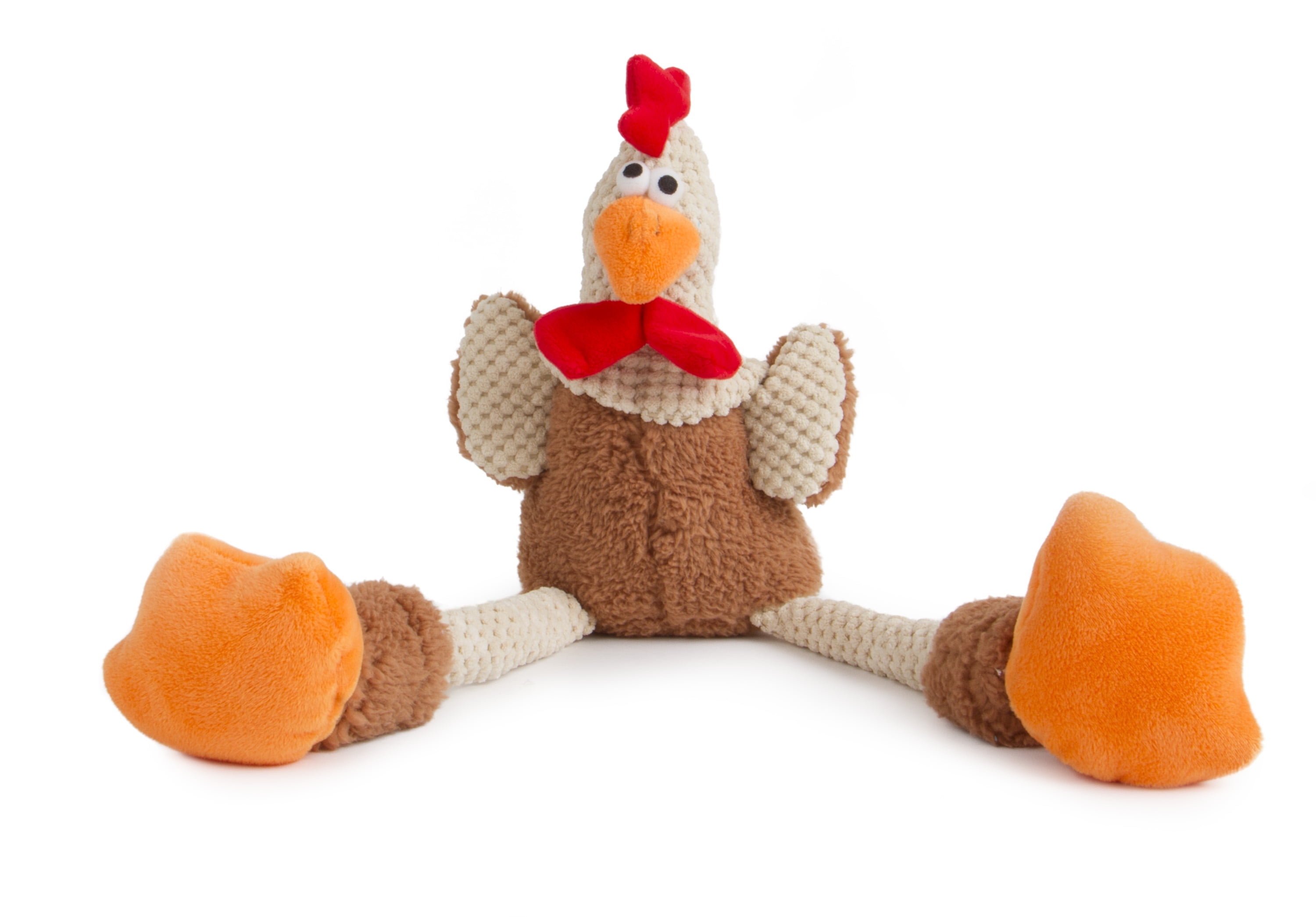 goDog Checkers Skinny Rooster Squeaky Plush Dog Toy, Chew Guard ...