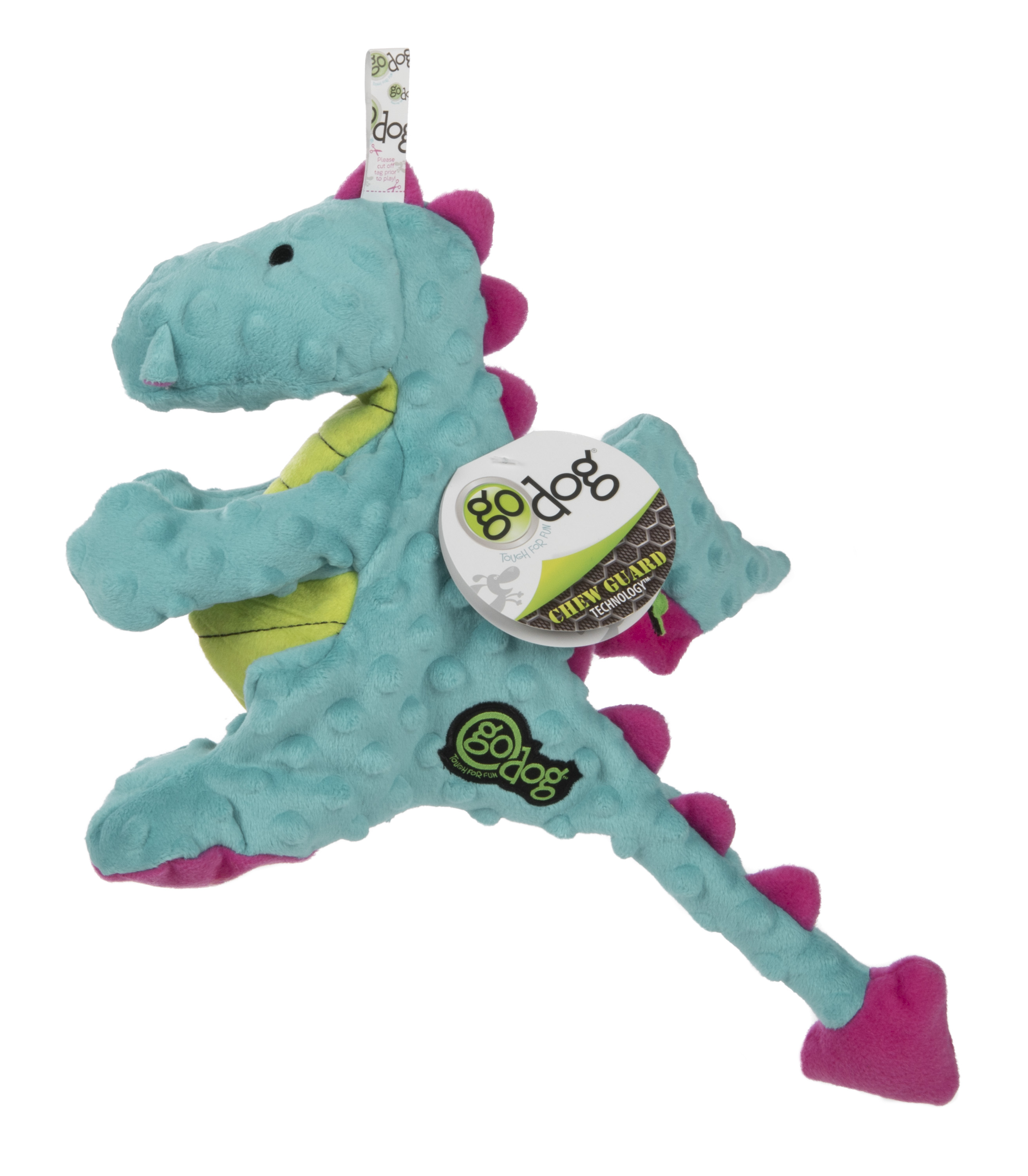 goDog Dinos Frills Squeaky Plush Dog Toy, Chew Guard Technology - Pink ...