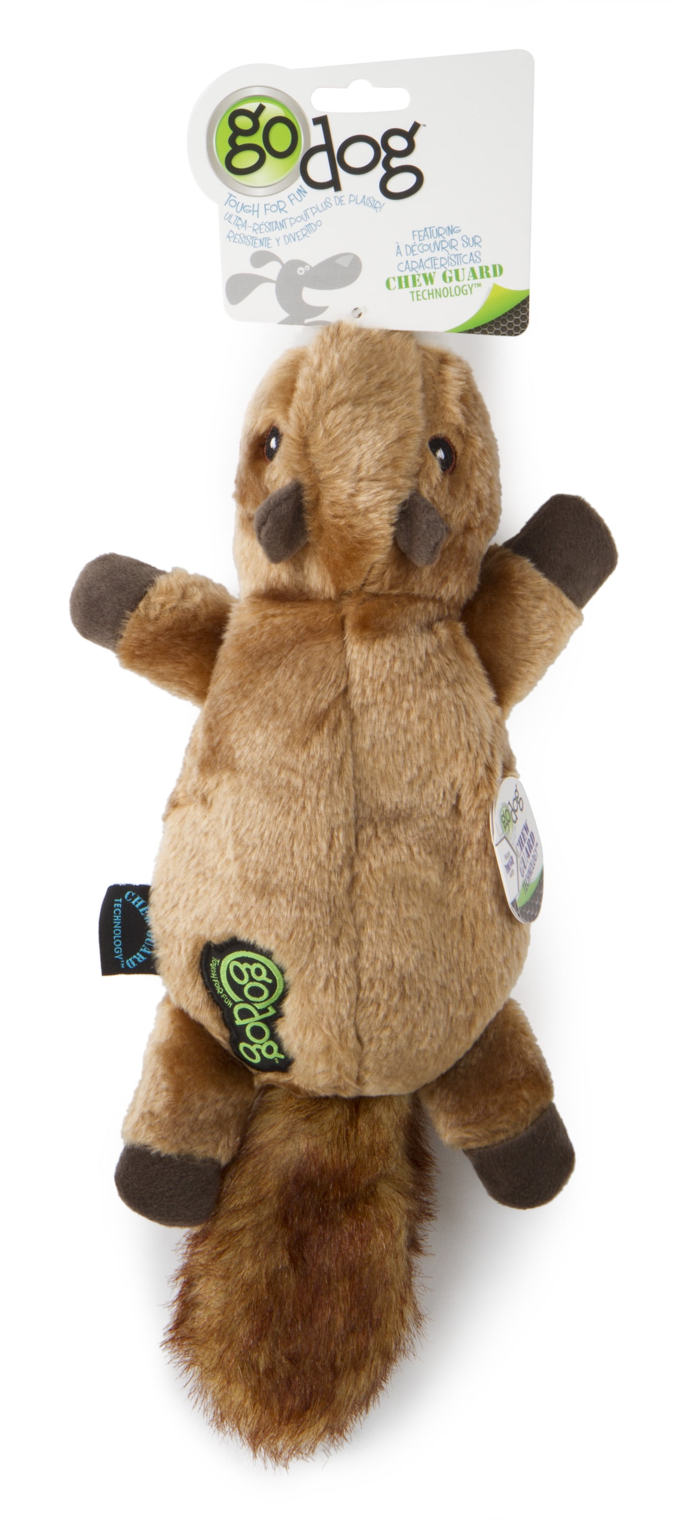 goDog Flatz Squirrel with Chew Guard Technology Durable Plush Squeaker ...