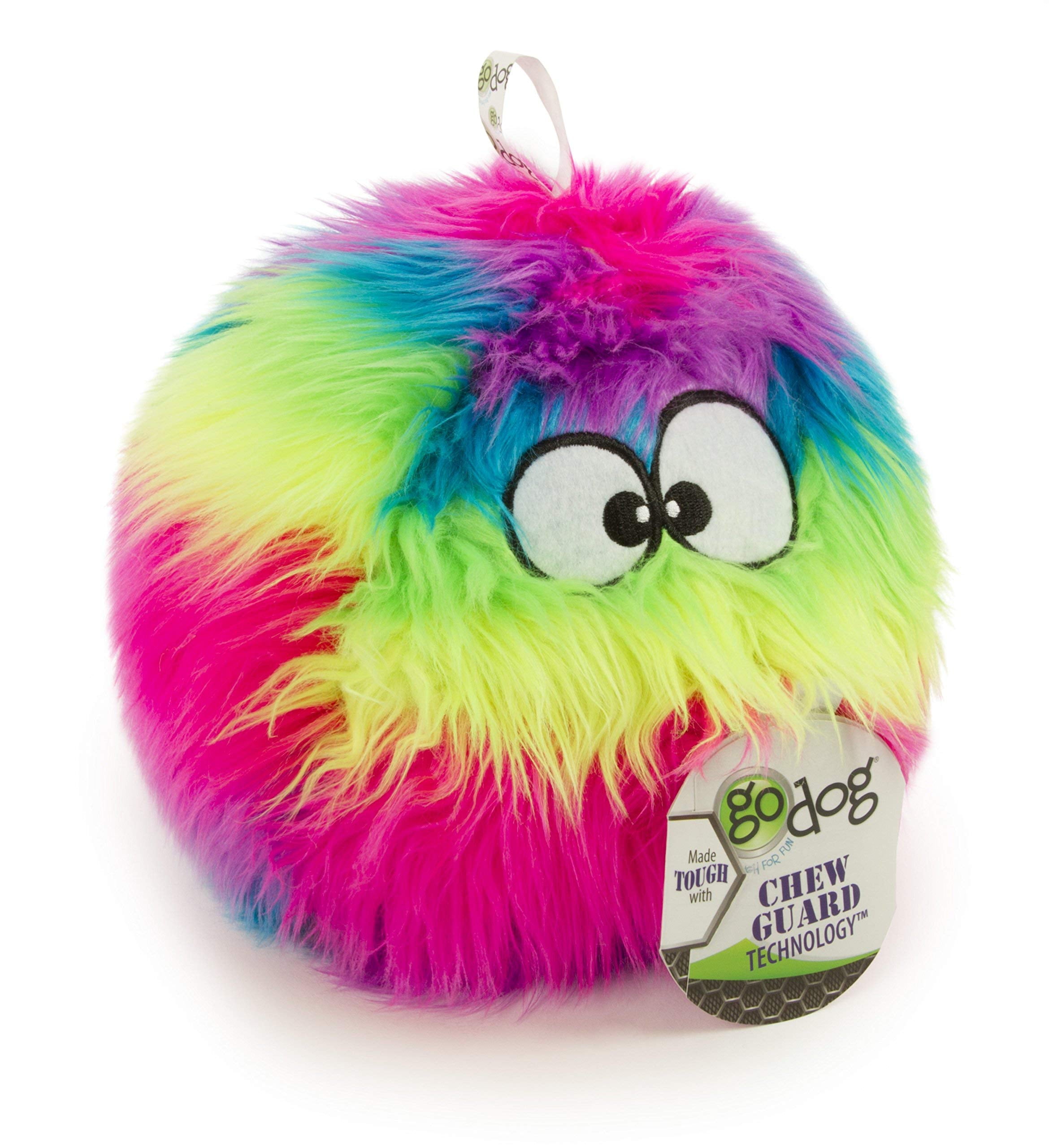 goDog Furballz Squeaky Plush MMF7 Ball Dog Toy, Chew Guard Technology ...