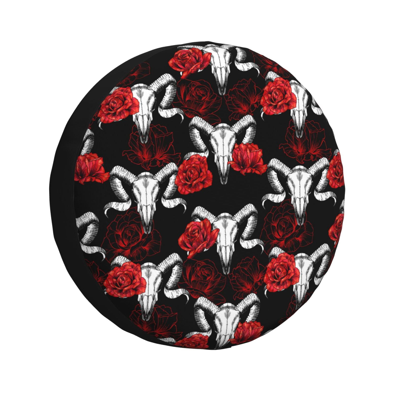 goat skull red roses black cool Spare Tire Cover for Trailer Camper RV ...