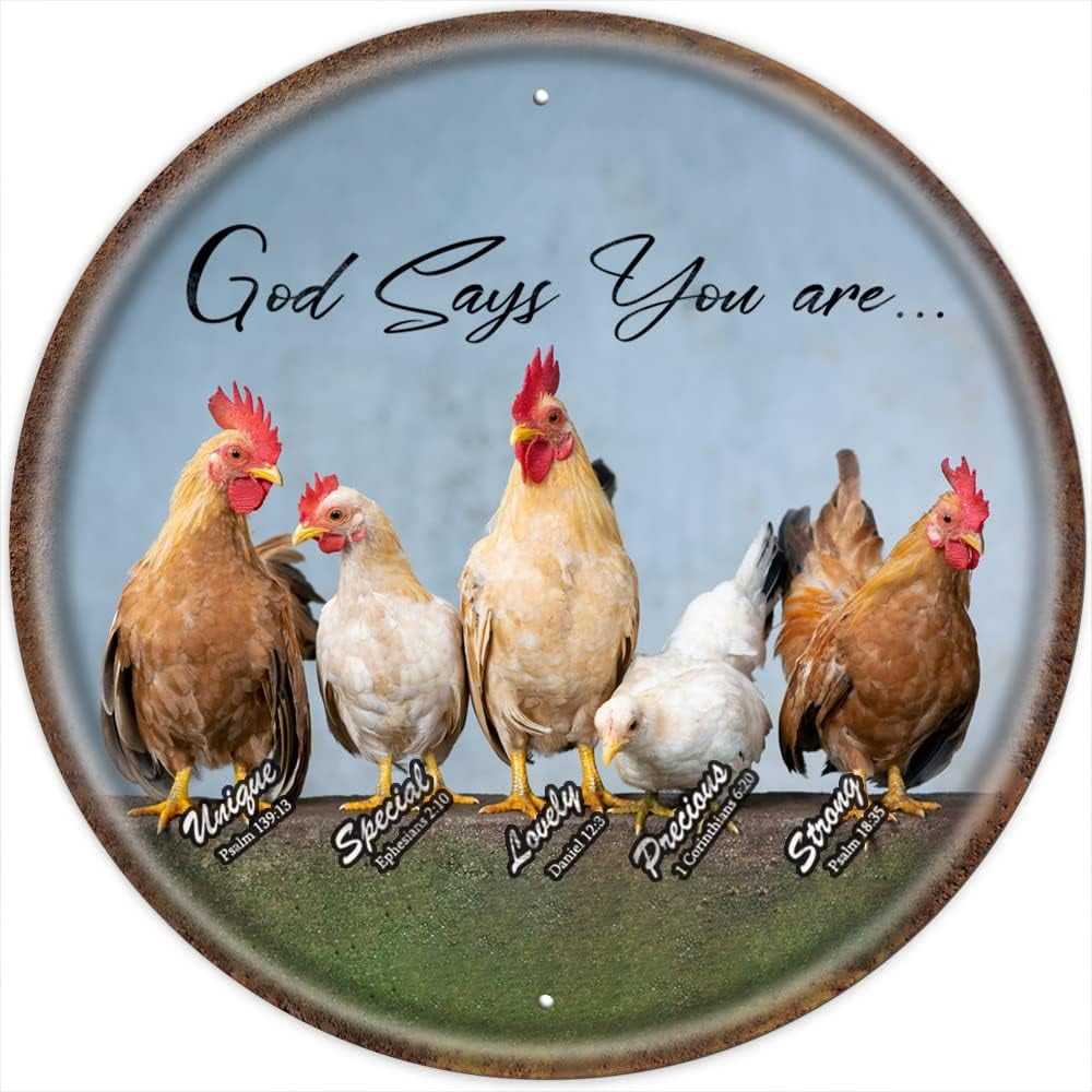god says You are Rooster Round Vintage Tin Sign - Inspirational Quote ...