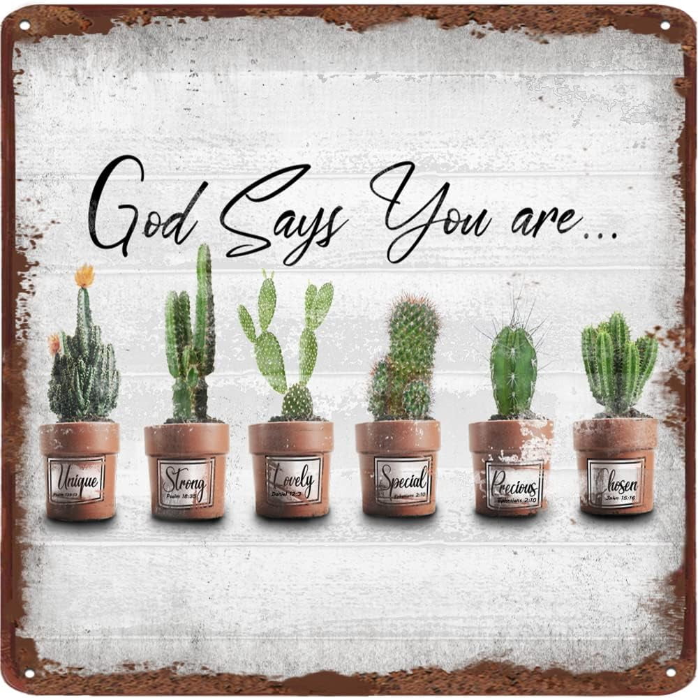 god says you are cactus Retro Vintage Tin Sign - Inspirational Quote ...