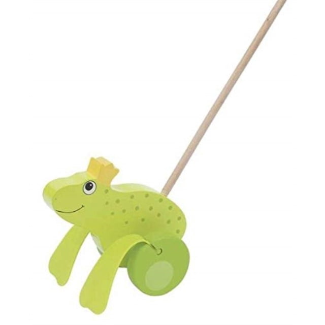 Wooden Push Toy Goki Frog King Push Toy - Wooden Hopping Frog Pull Toy ...
