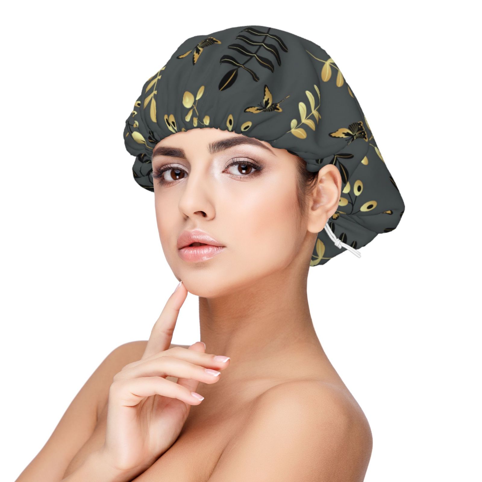 gold black butterflies twigs Silk Bonnet for Sleeping Women Men ...