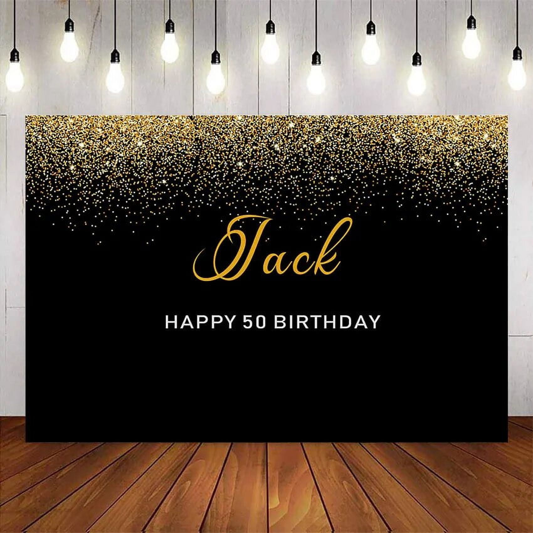 gold glitter happy 50th birthday party background black background for ...