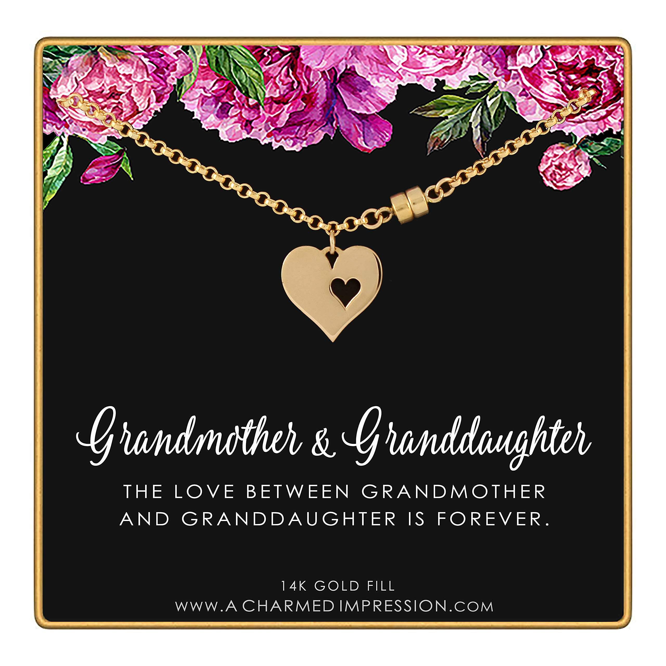 14k Gold Filled Grandmother Granddaughter Charm Bracelet with Card ...