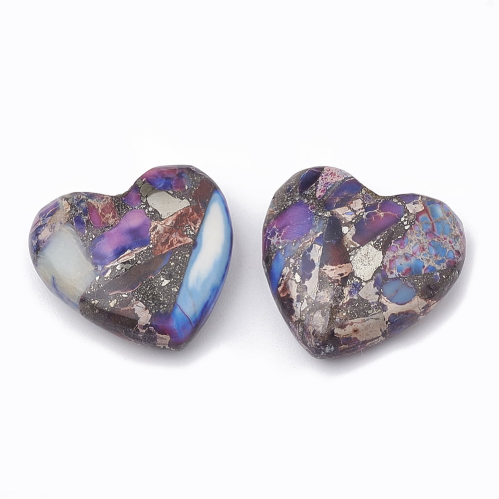 golden Line Imperial Jasper Beads Dyed Half Drilled Heart Blue Violet ...
